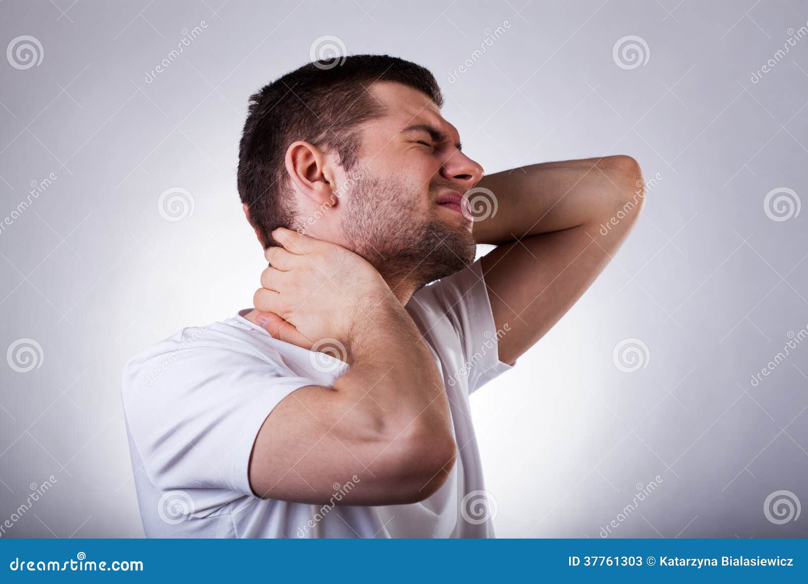 Young man with neck ache stock image. Image of neck, male - 37761303
