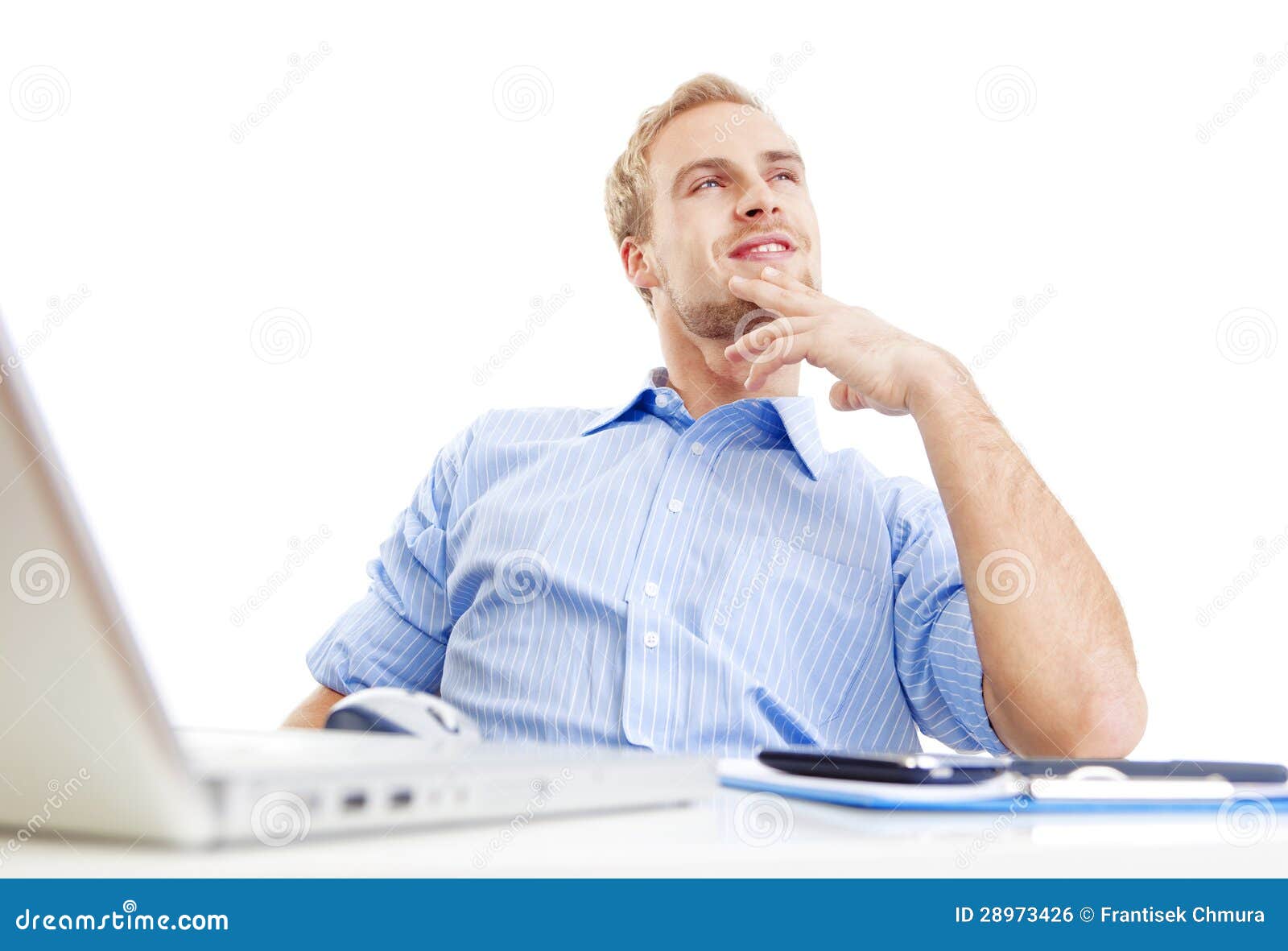 Young Man at Office Daydreaming Stock Photo - Image of businessman ...