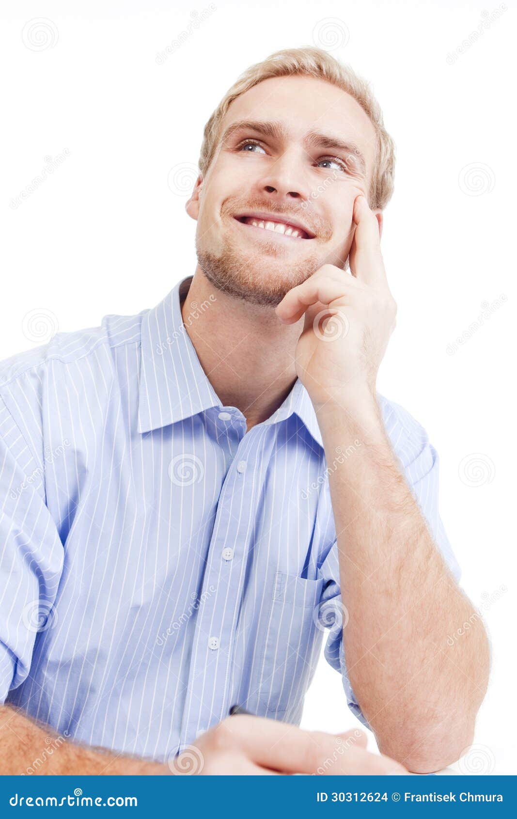 Young Man at Office Daydreaming Stock Photo - Image of desk ...