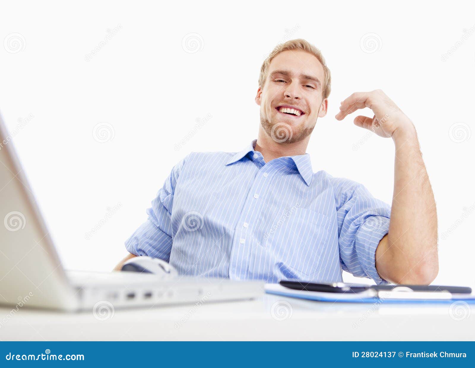 Young Man at Office Smiling Stock Image - Image of office, person: 28024137