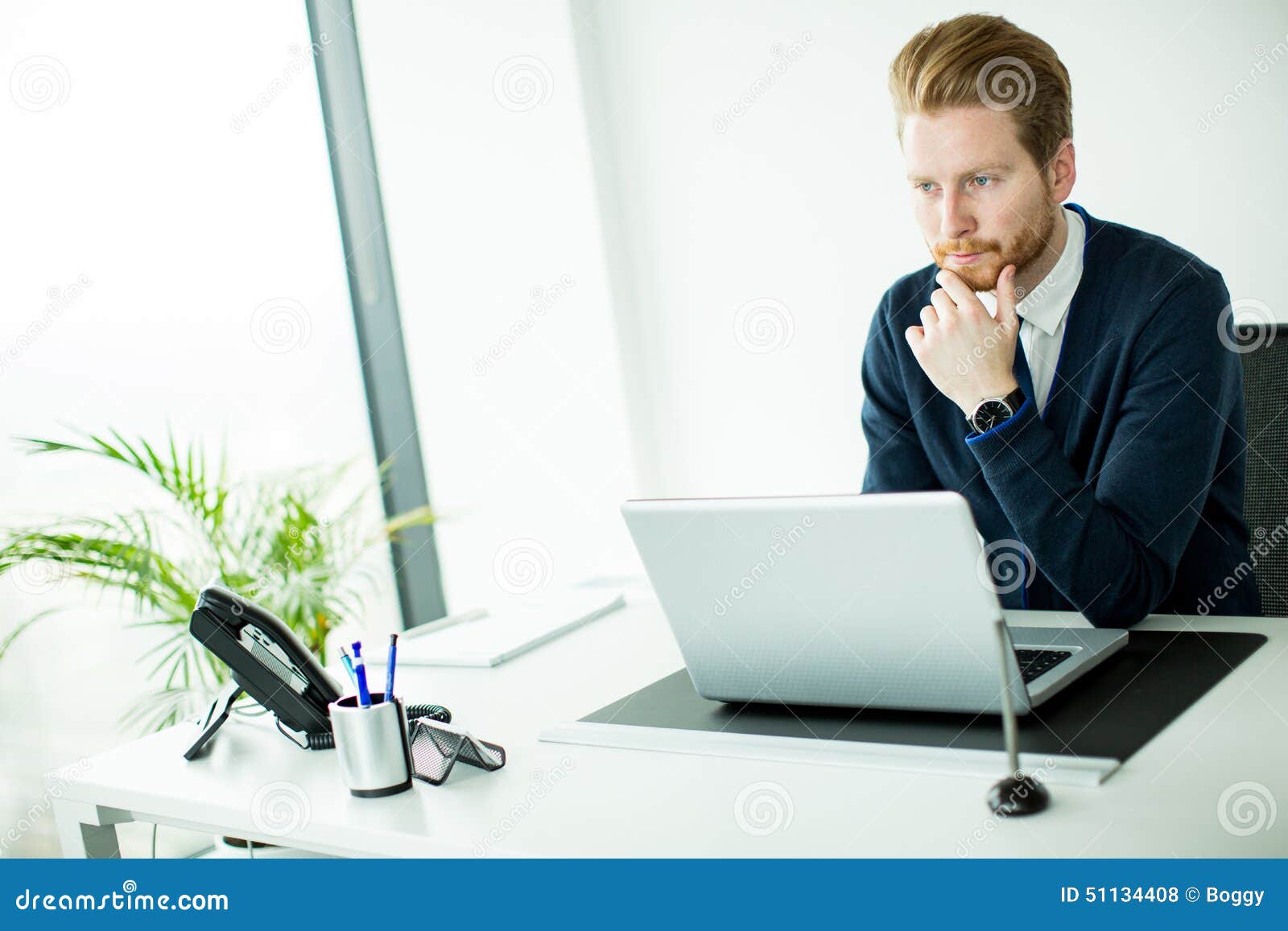 Young man in the office stock photo. Image of caucasian - 51134408