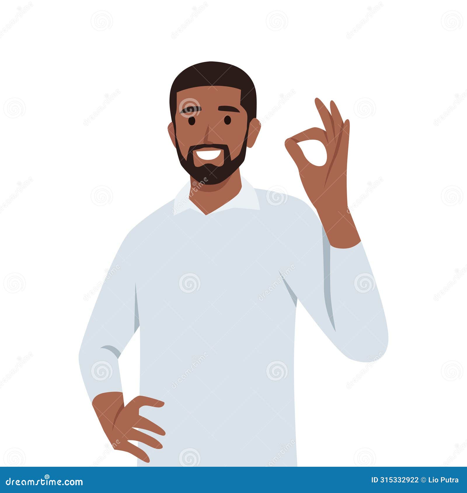 Young Man with Ok Sign and Gesture Language Concept Stock Illustration ...
