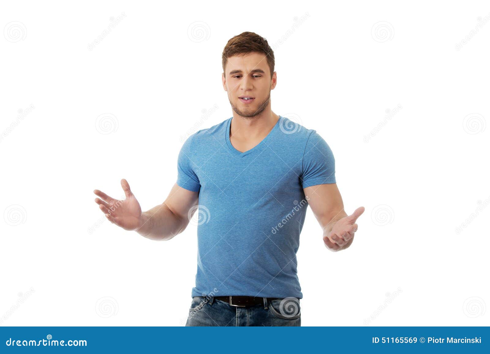 Young man with open hands. stock image. Image of adults - 51165569