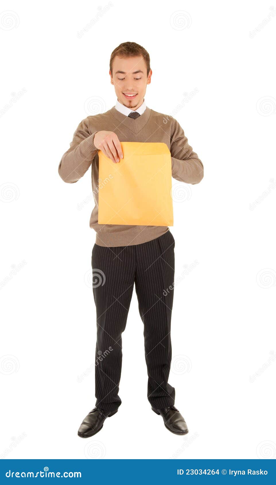 Young Man Opens a Post Package Stock Photo - Image of open, adult: 23034264