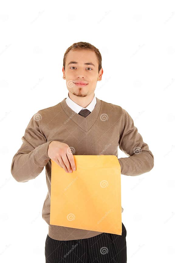 Young Man Opens a Post Package Stock Photo - Image of human, people ...