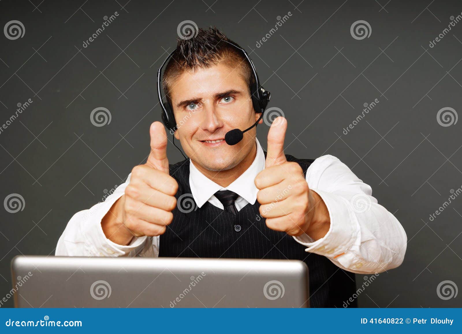 Young man operator stock photo. Image of handsome, person - 41640822