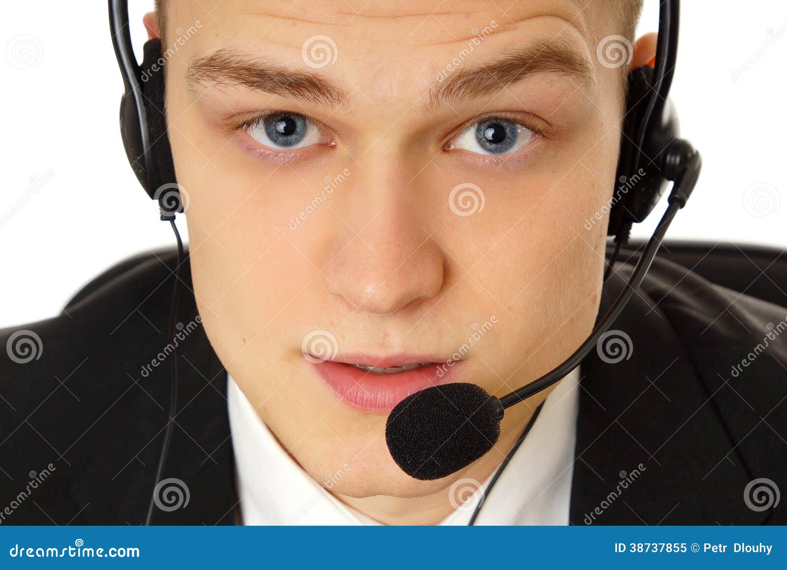Young man operator stock image. Image of headset, communication - 38737855