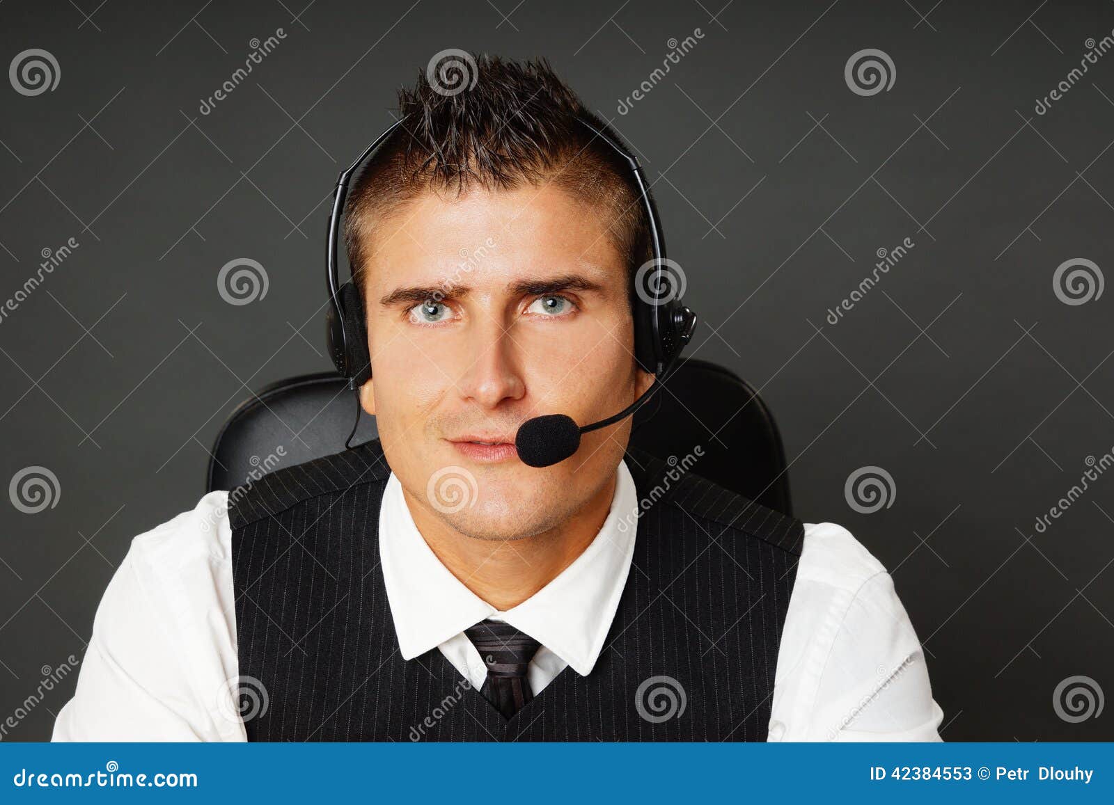 Young man operator stock image. Image of service, customer - 42384553