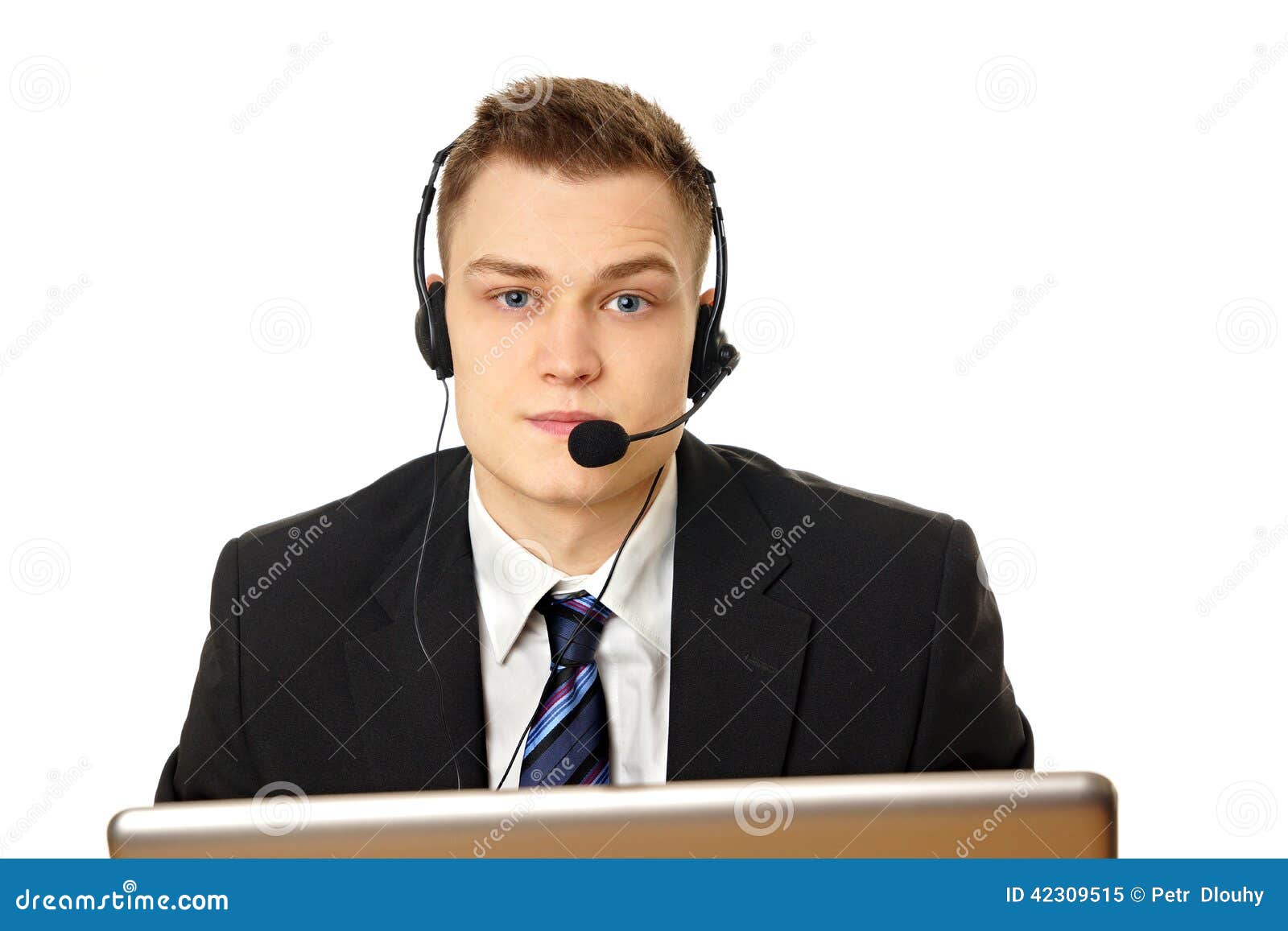 Young man operator in suit stock image. Image of agent - 42309515