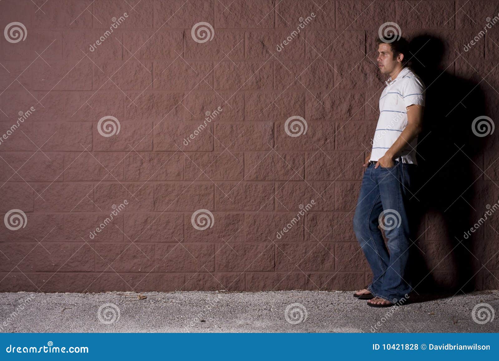 Young Man Outdoors at Night Stock Photo - Image of wall, male: 10421828
