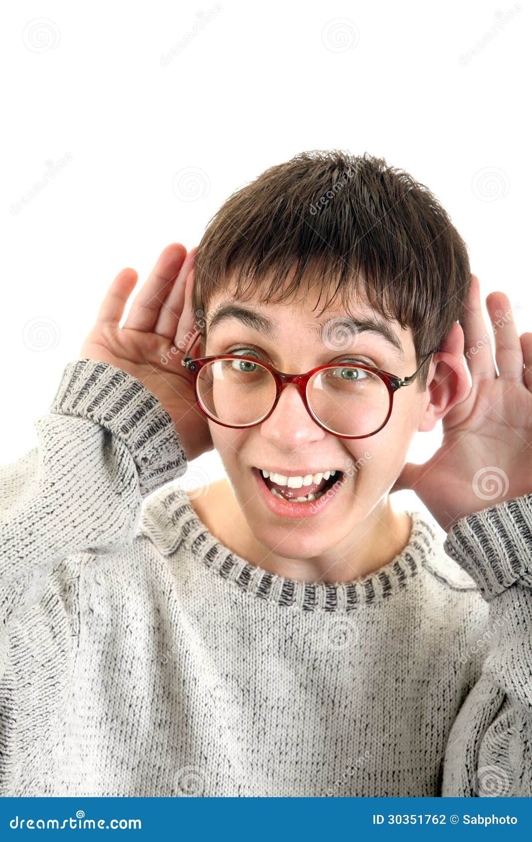 Young man Overhears stock photo. Image of foureyes, handsome - 30351762
