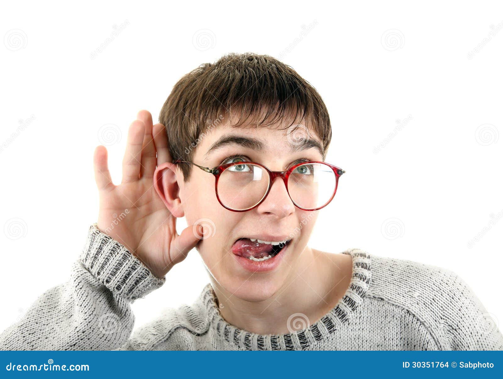 Young man Overhears stock photo. Image of portrait, male - 30351764