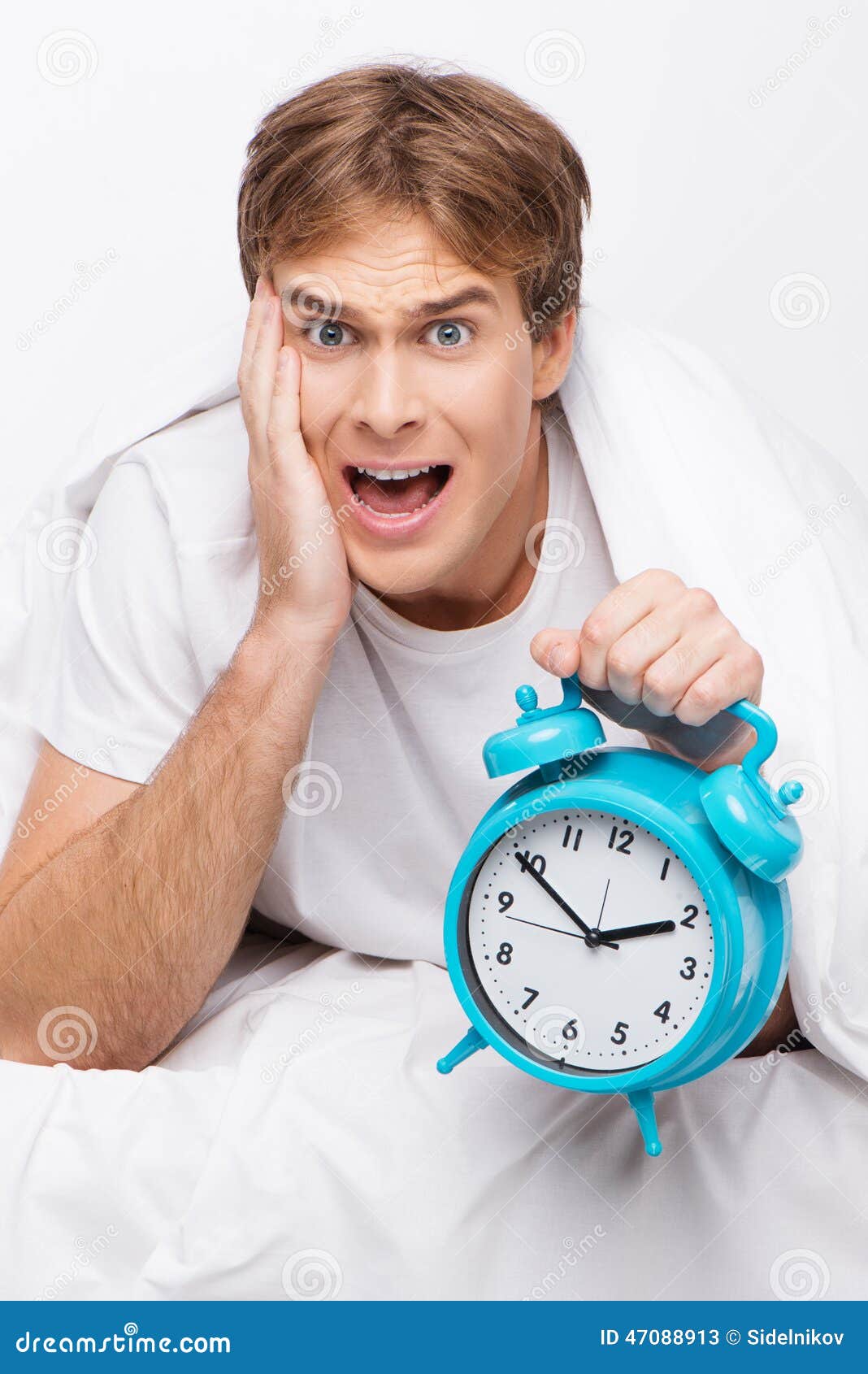 Young man overslept stock image. Image of expression - 47088913