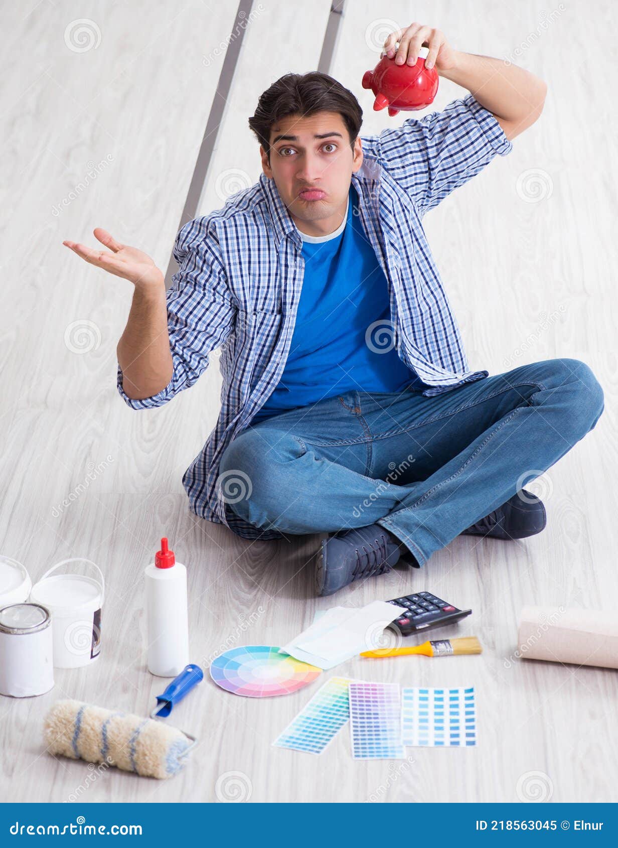 Young Man Overspending His Budget in Refurbishment Project Stock Image ...