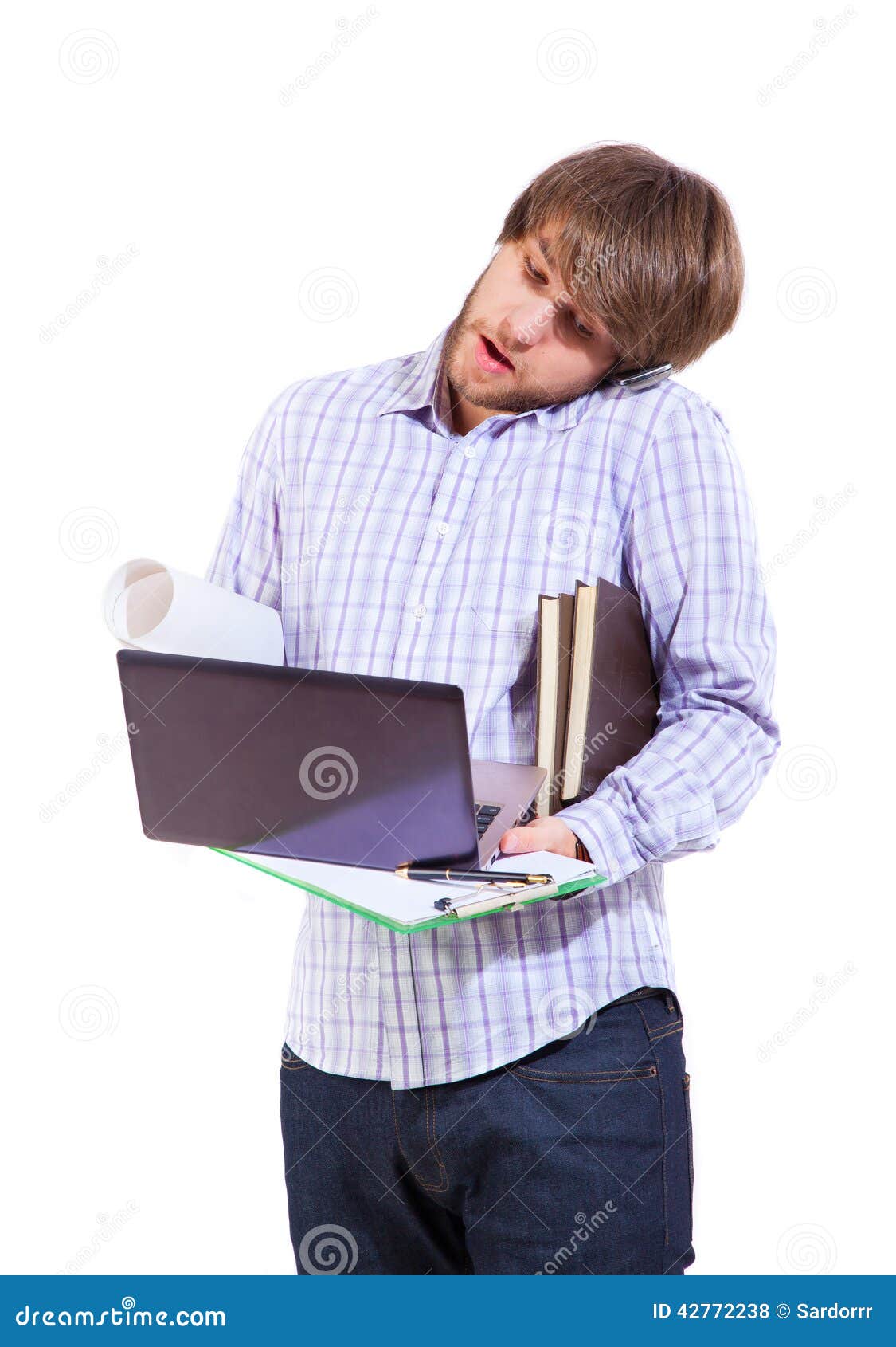 Young Man Overwhelmed with Tasks Stock Photo - Image of business ...