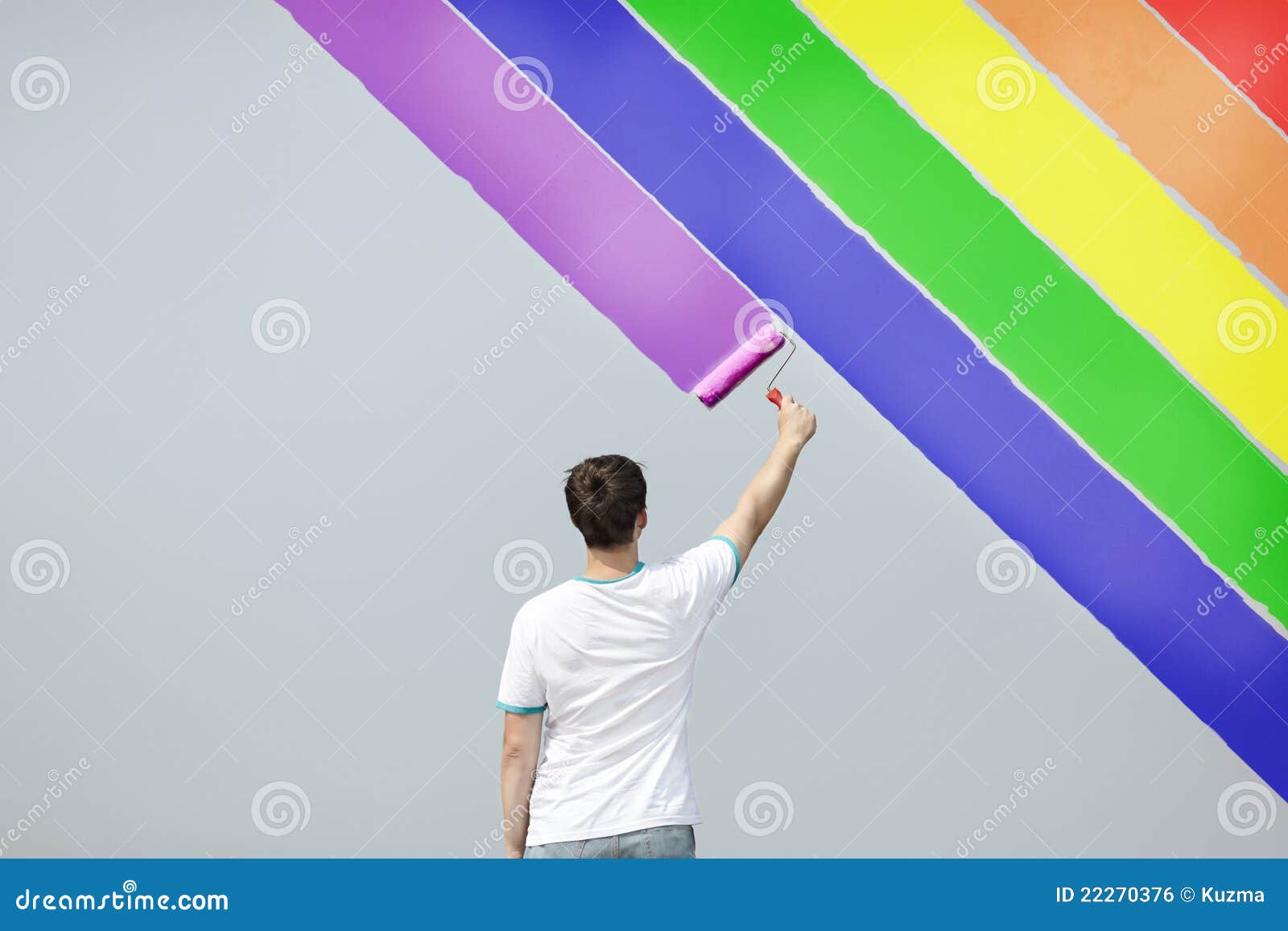 Young man painting rainbow stock photo. Image of paint - 22270376