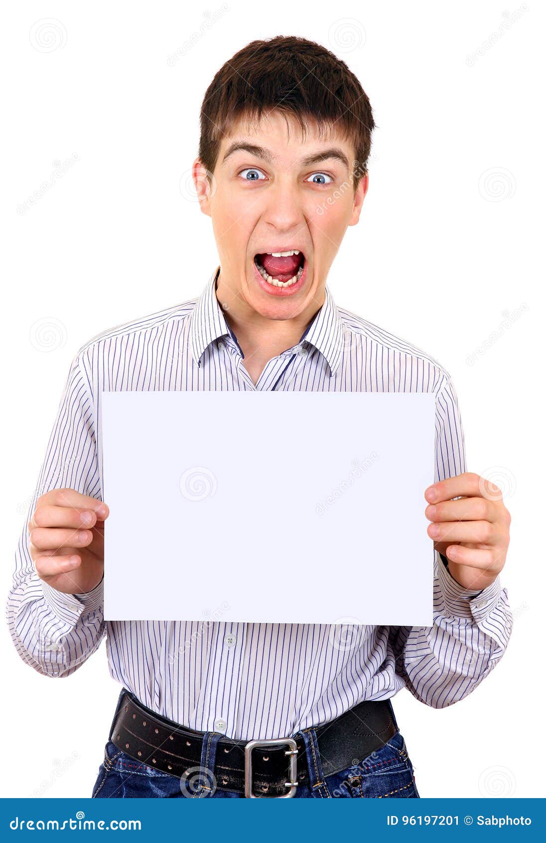Young Man with Paper stock image. Image of demand, male - 96197201