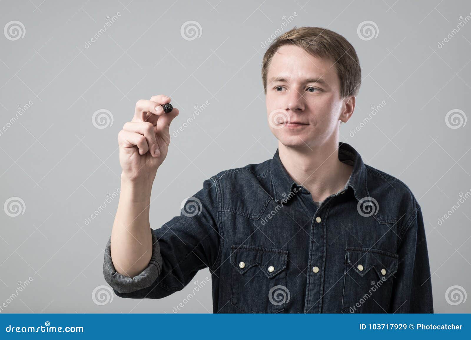 Young man with pen stock image. Image of businessman - 103717929