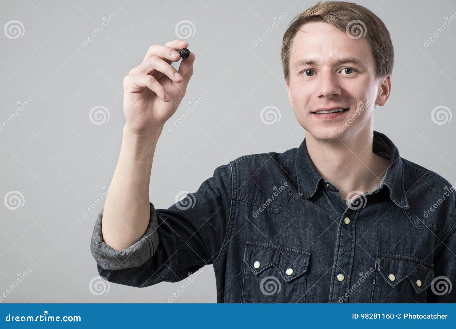 Young man with pen stock photo. Image of business, space - 98281160