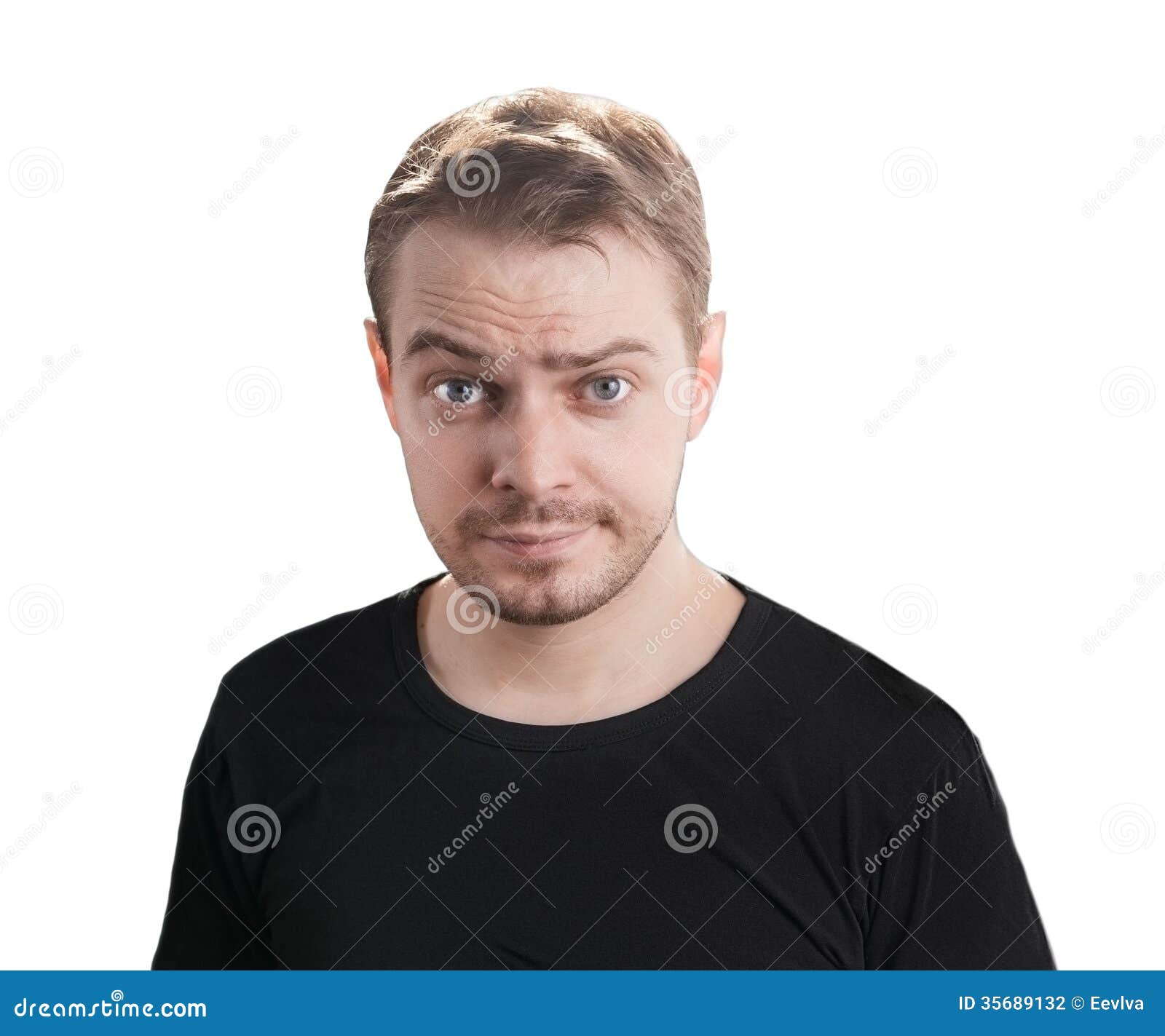 Young Man with Pensive Expression. Stock Photo - Image of eyebrows ...