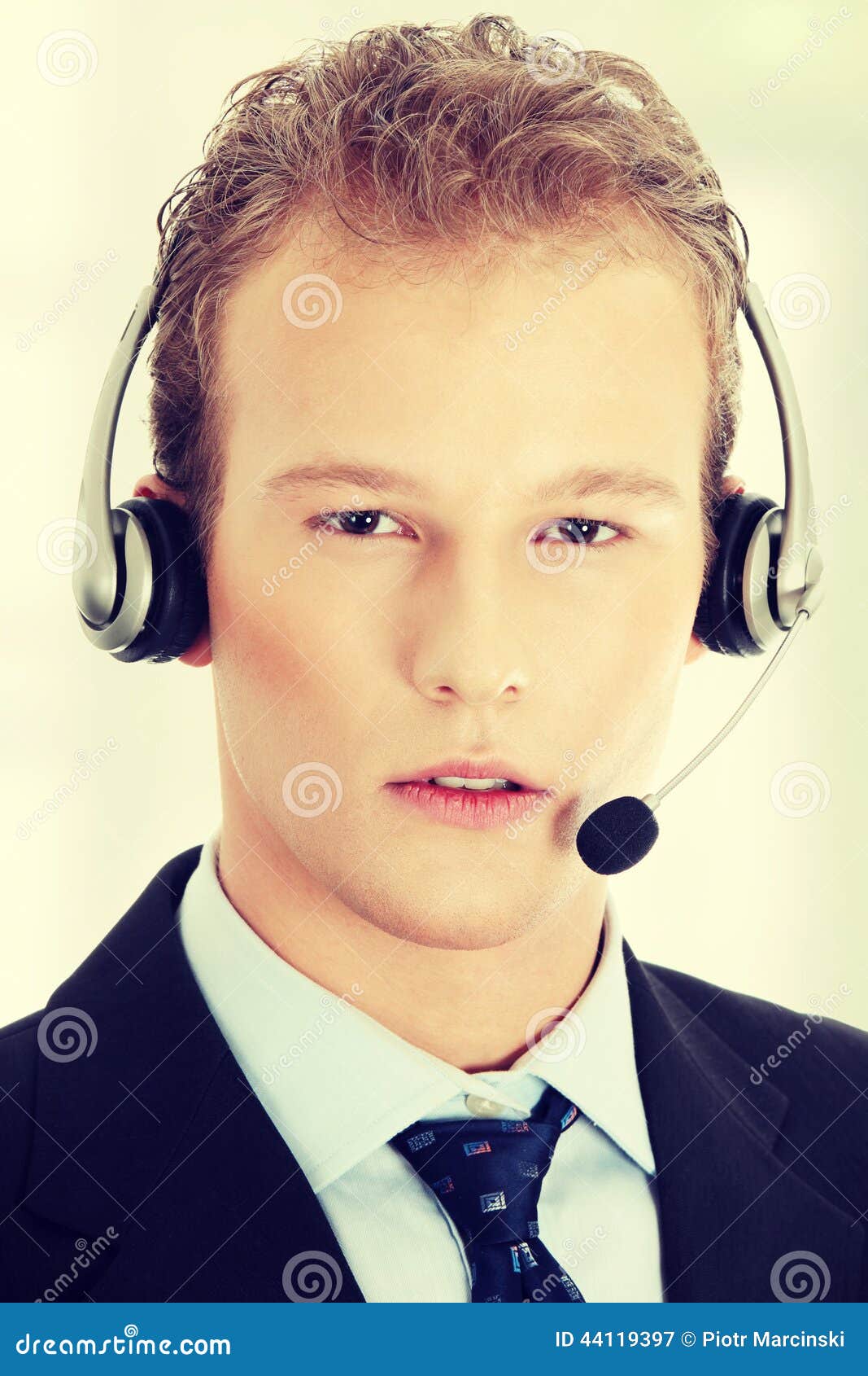 Young Man with Phone-headset Stock Image - Image of handsome ...