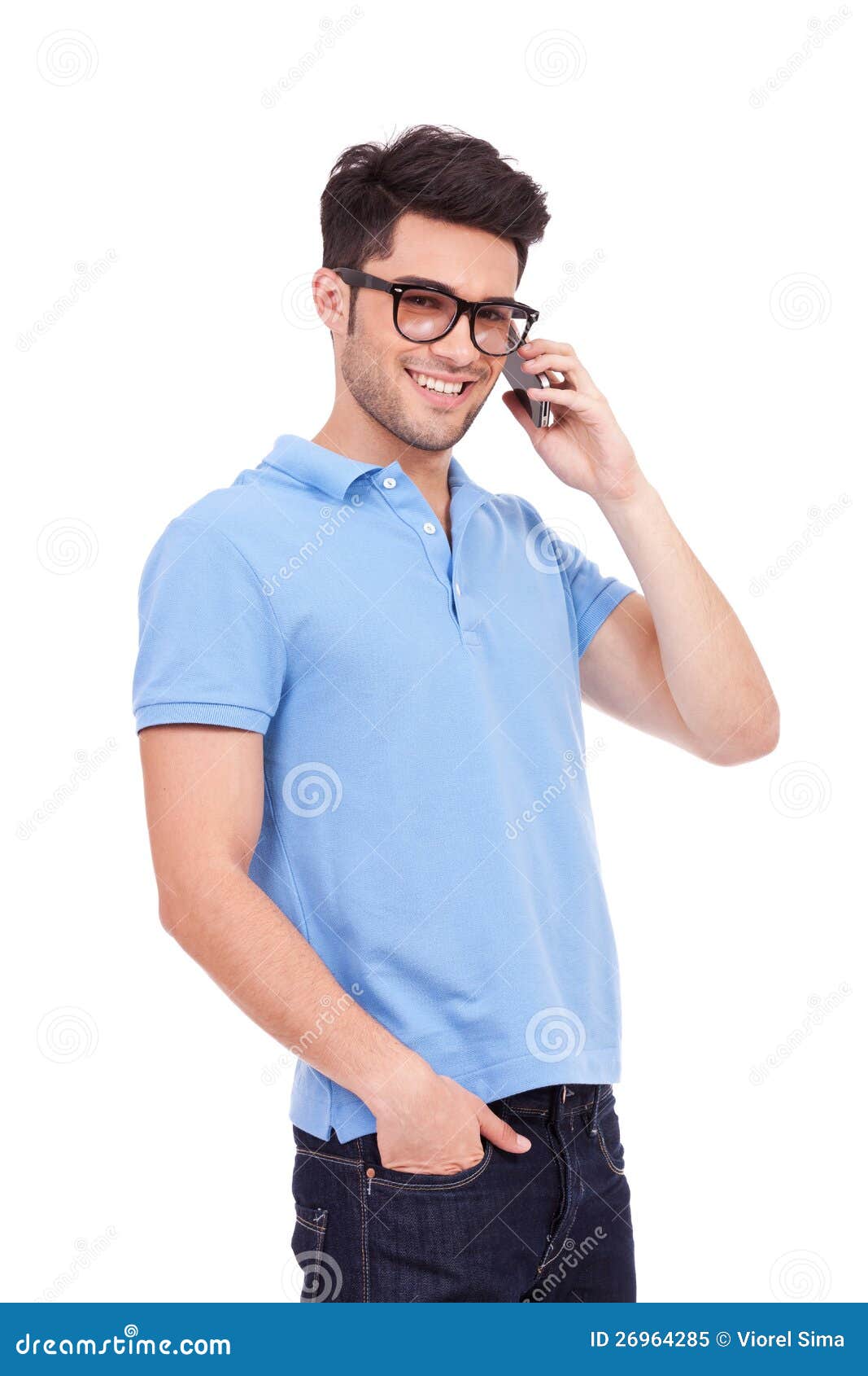 Young Man on the Phone is Smiling Stock Image - Image of confident ...