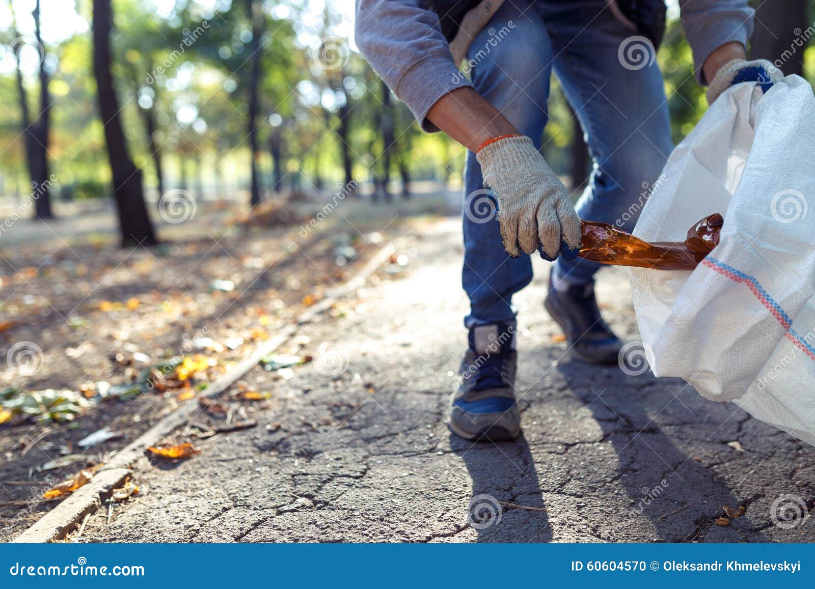 Young man picking up trash stock photo. Image of environmental - 60604570