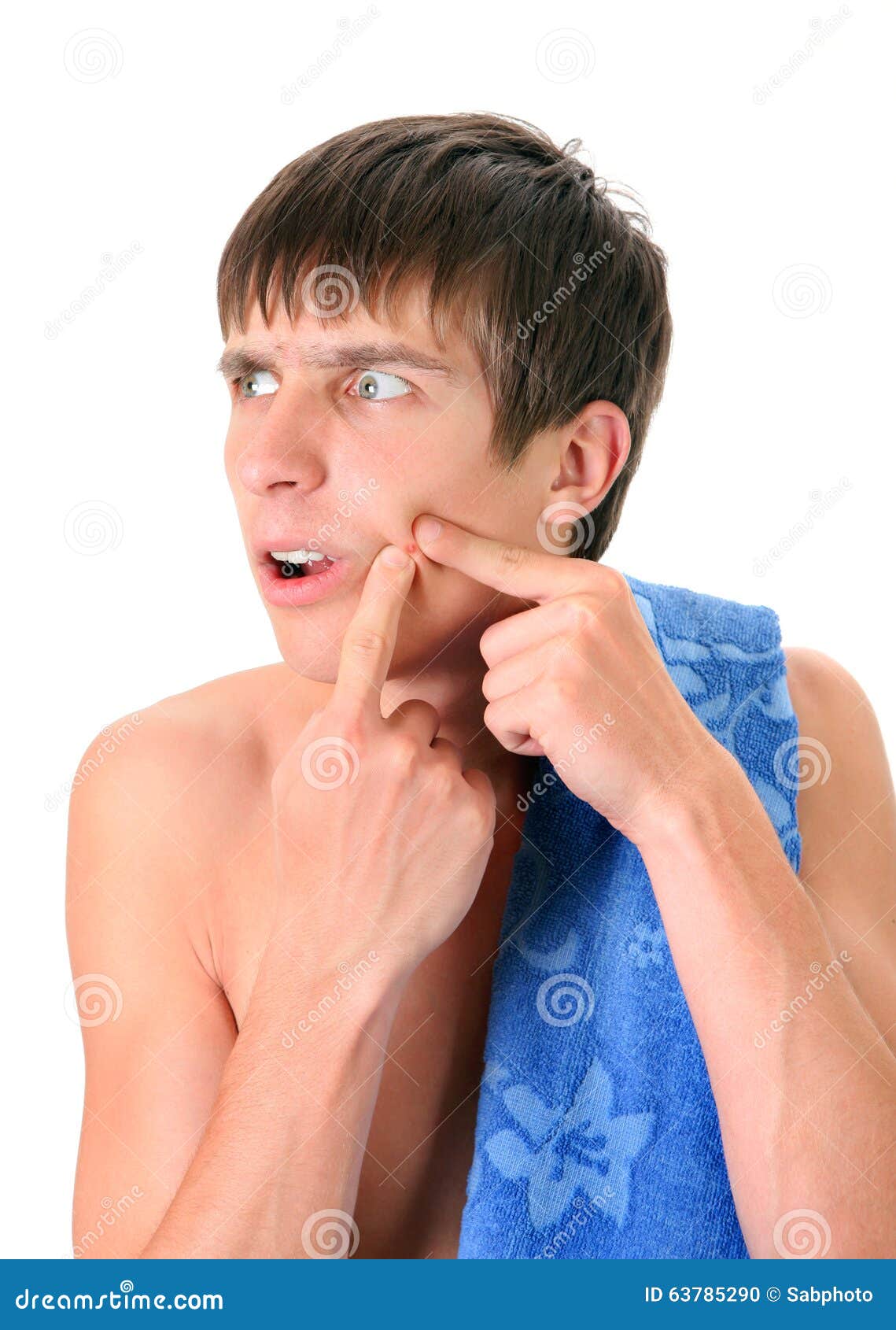 Young Man with the Pimple stock photo. Image of displeased - 63785290