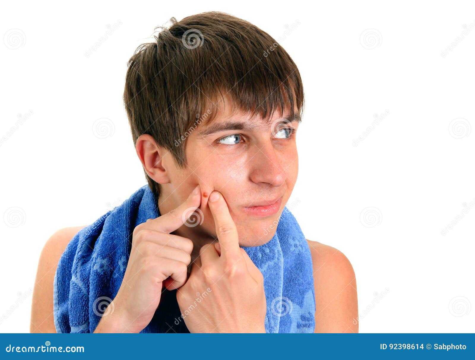 Young Man with a Pimple stock photo. Image of look, brunette - 92398614