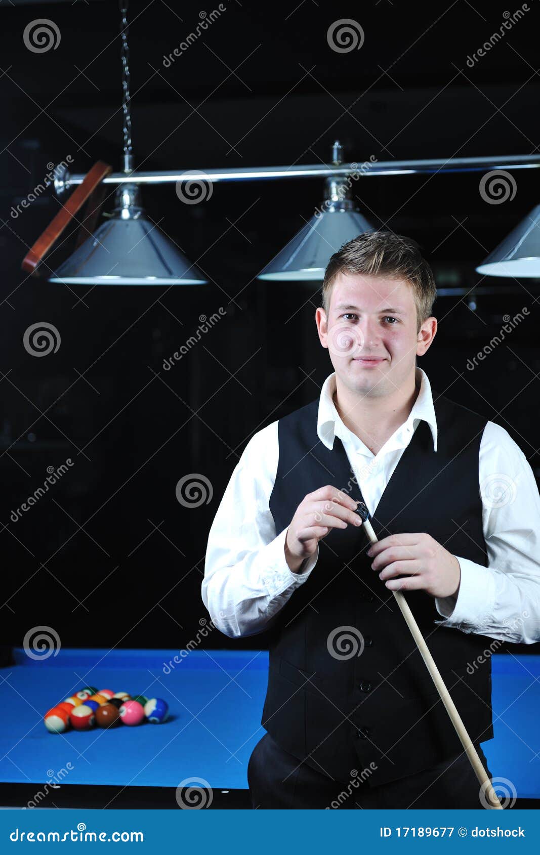 Young Man Play Pro Billiard Game Stock Image - Image of blue, gamble ...