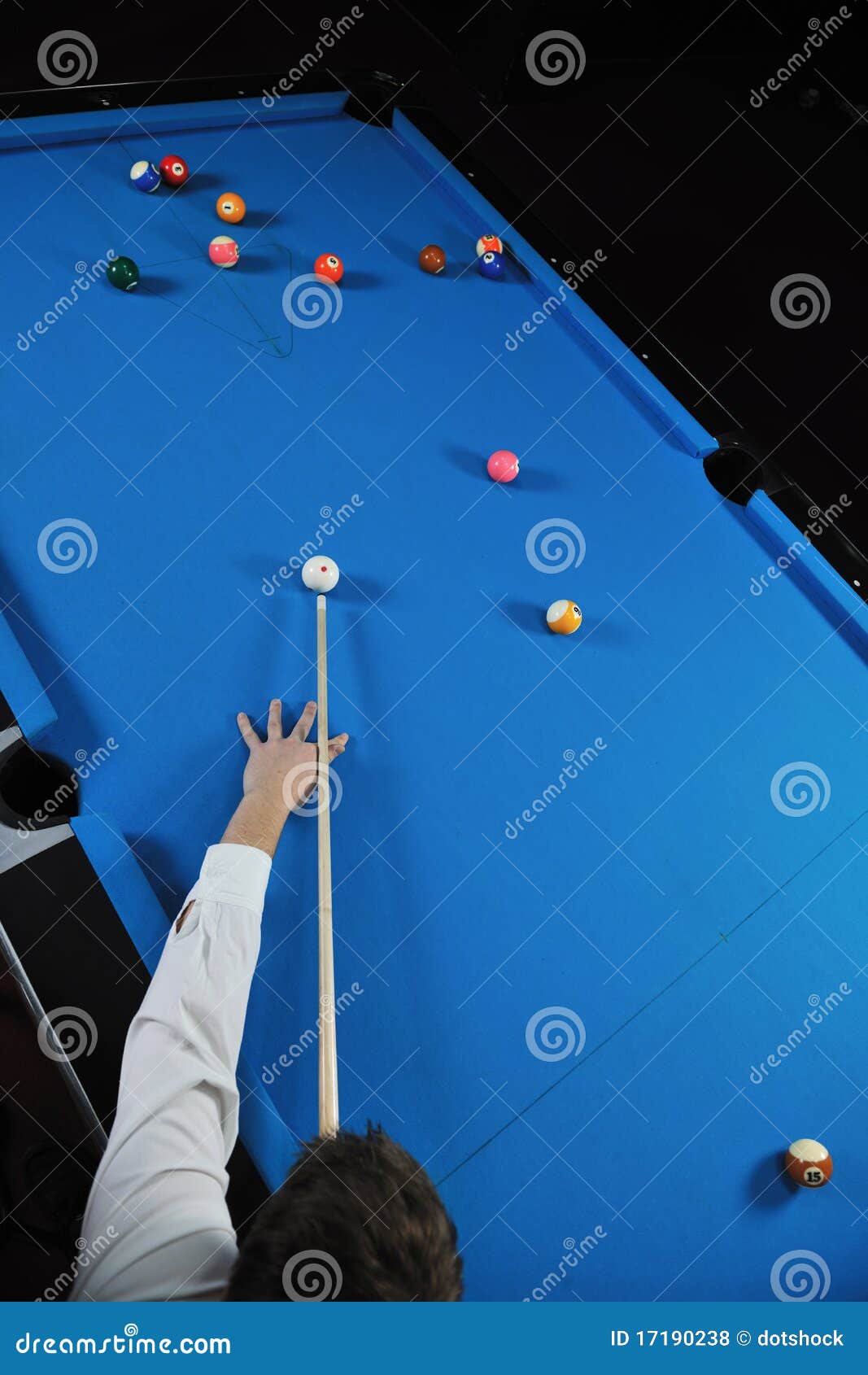 Young Man Play Pro Billiard Game Stock Photo - Image of gamble, blue ...