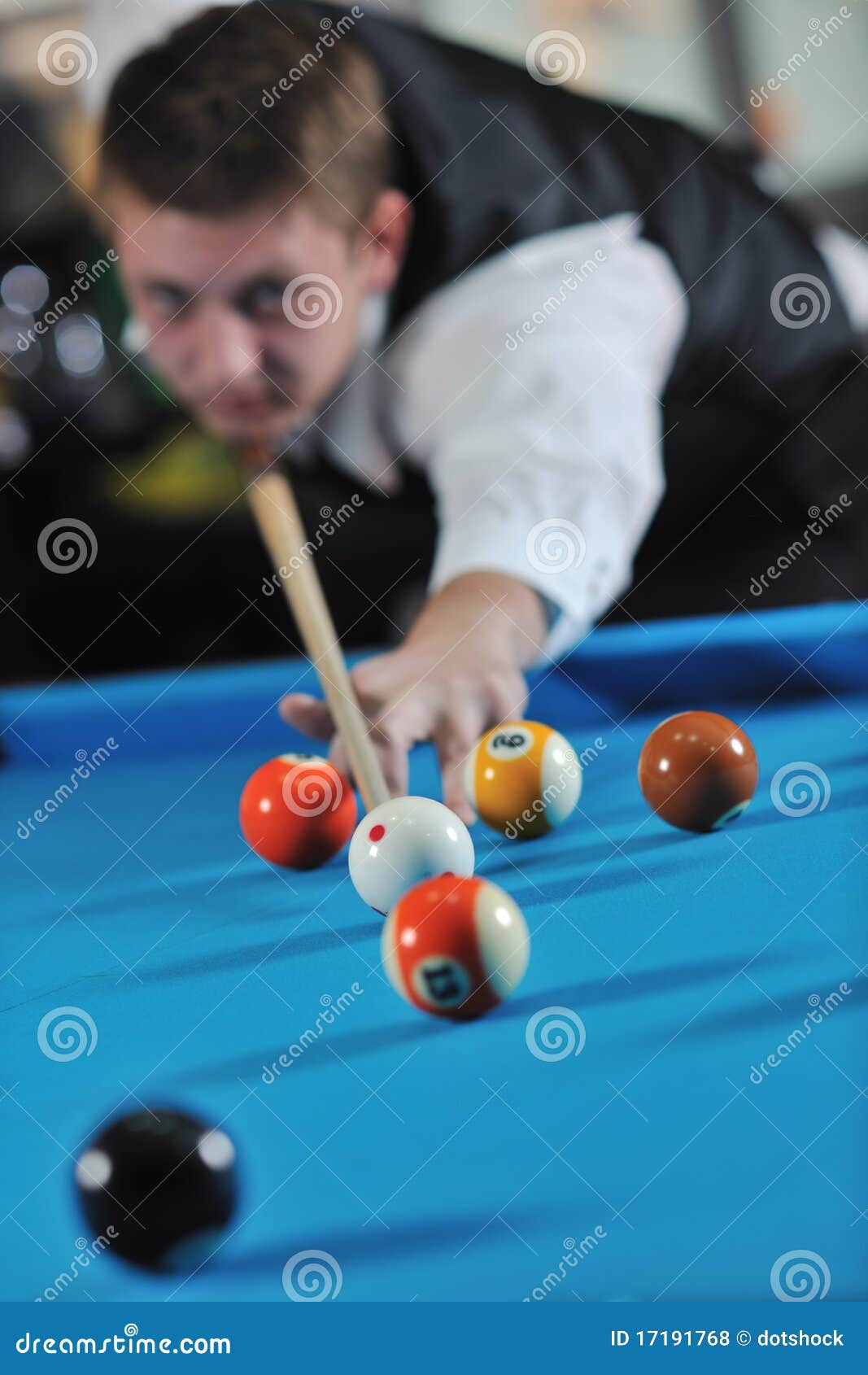 Young Man Play Pro Billiard Game Stock Photo - Image of arrangement ...