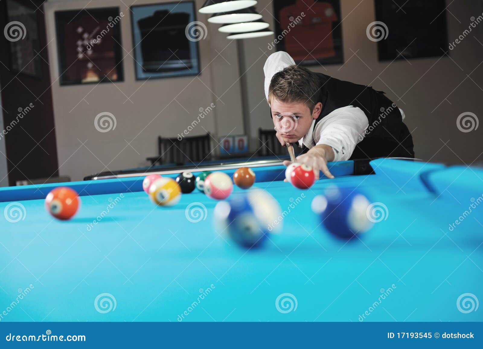 Young Man Play Pro Billiard Game Stock Image - Image of action, concept ...