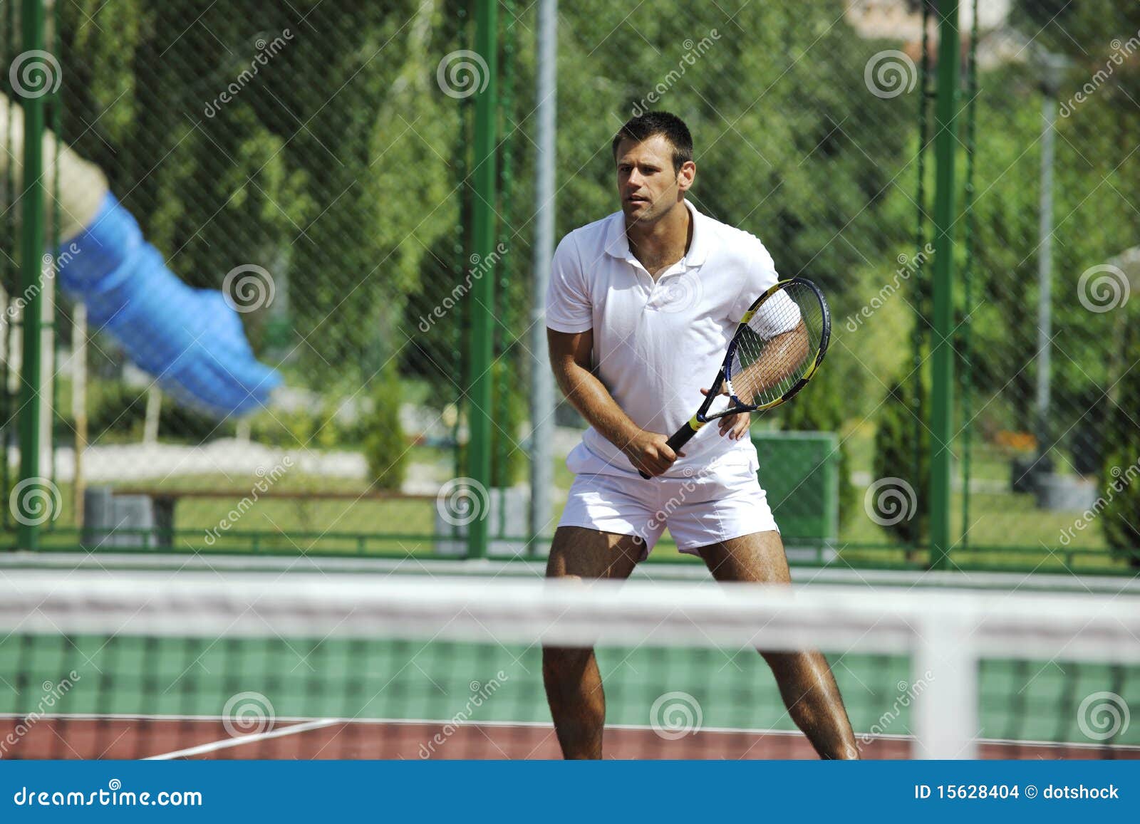 Young Man Play Tennis Outdoor Stock Photo - Image of court, player ...