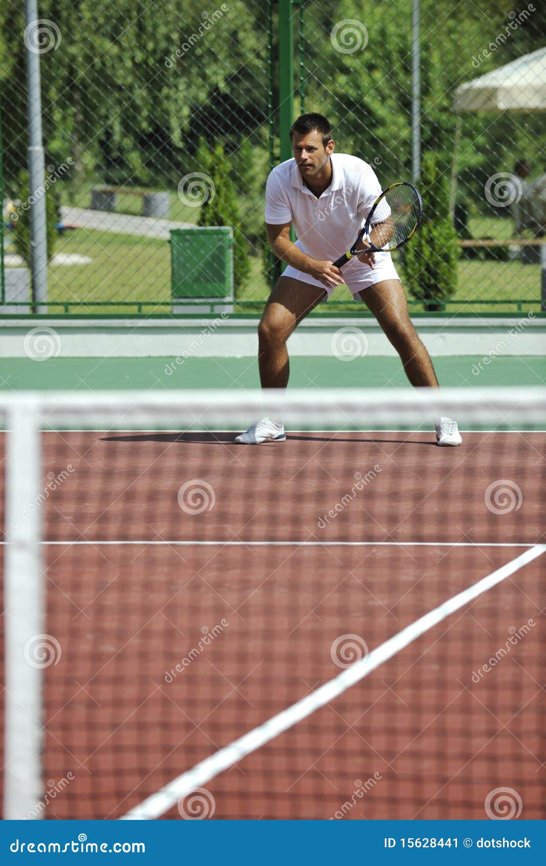Young Man Play Tennis Outdoor Stock Image - Image of green, body: 15628441