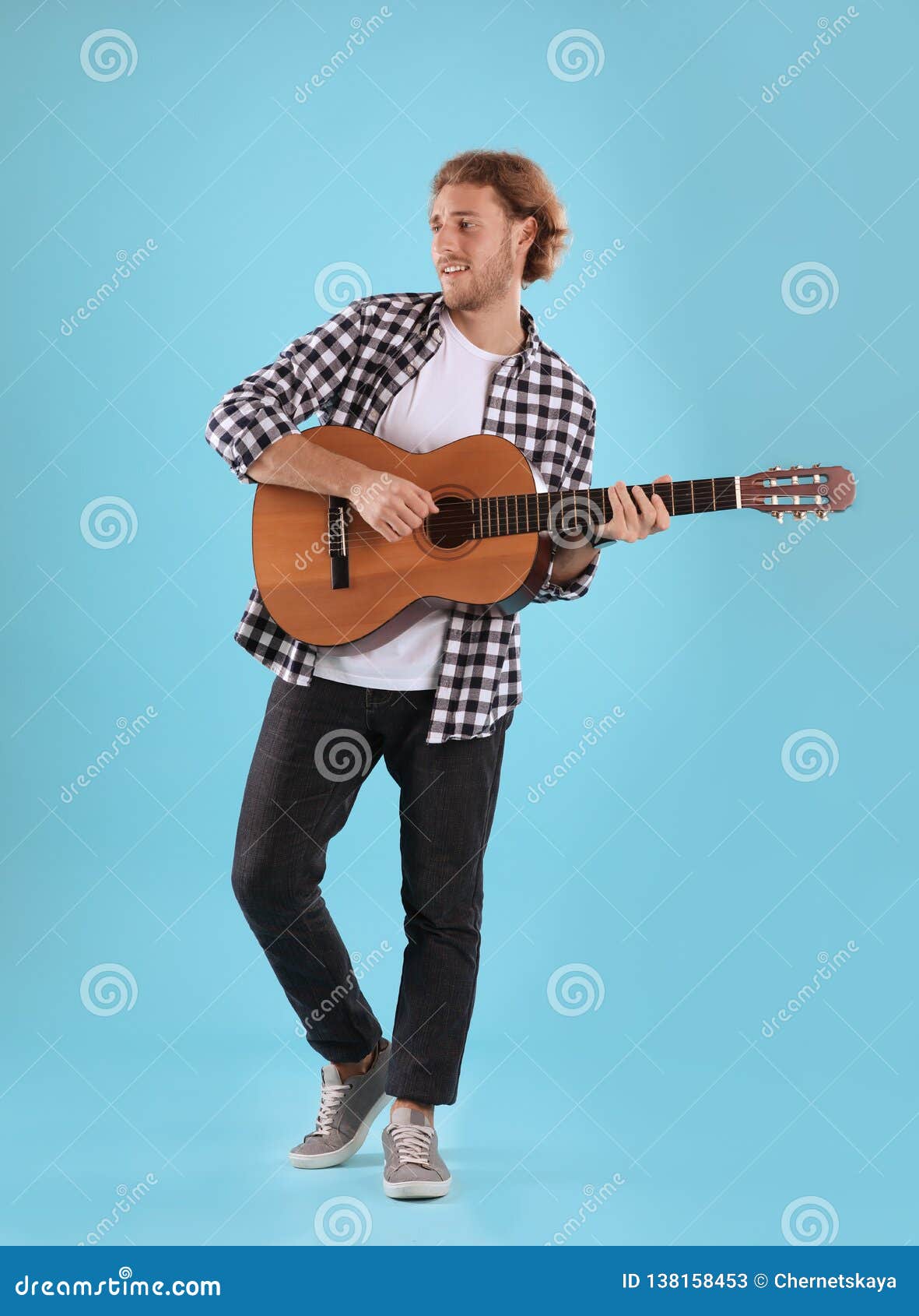 Young Man Playing Acoustic Guitar Stock Image - Image of chords ...