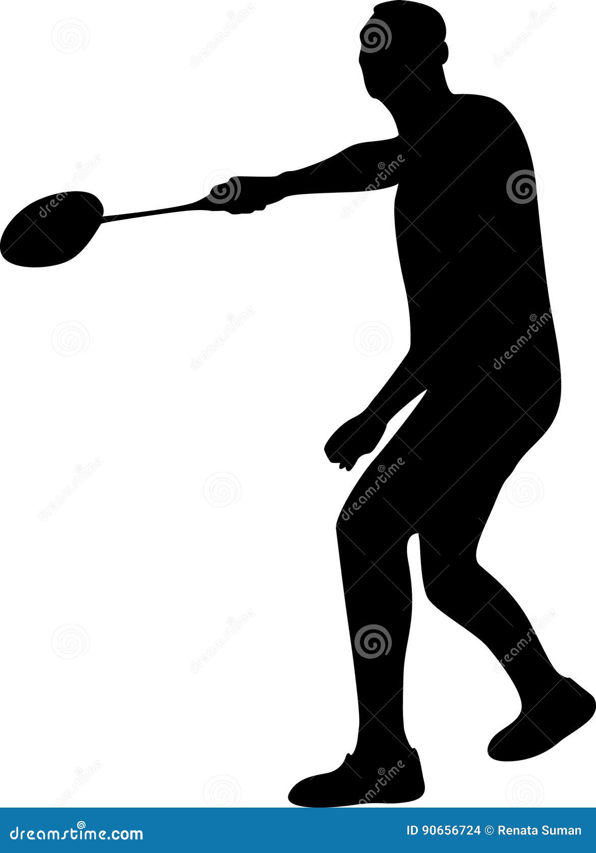 Young Man Playing Badminton Stock Illustration - Illustration of ball ...