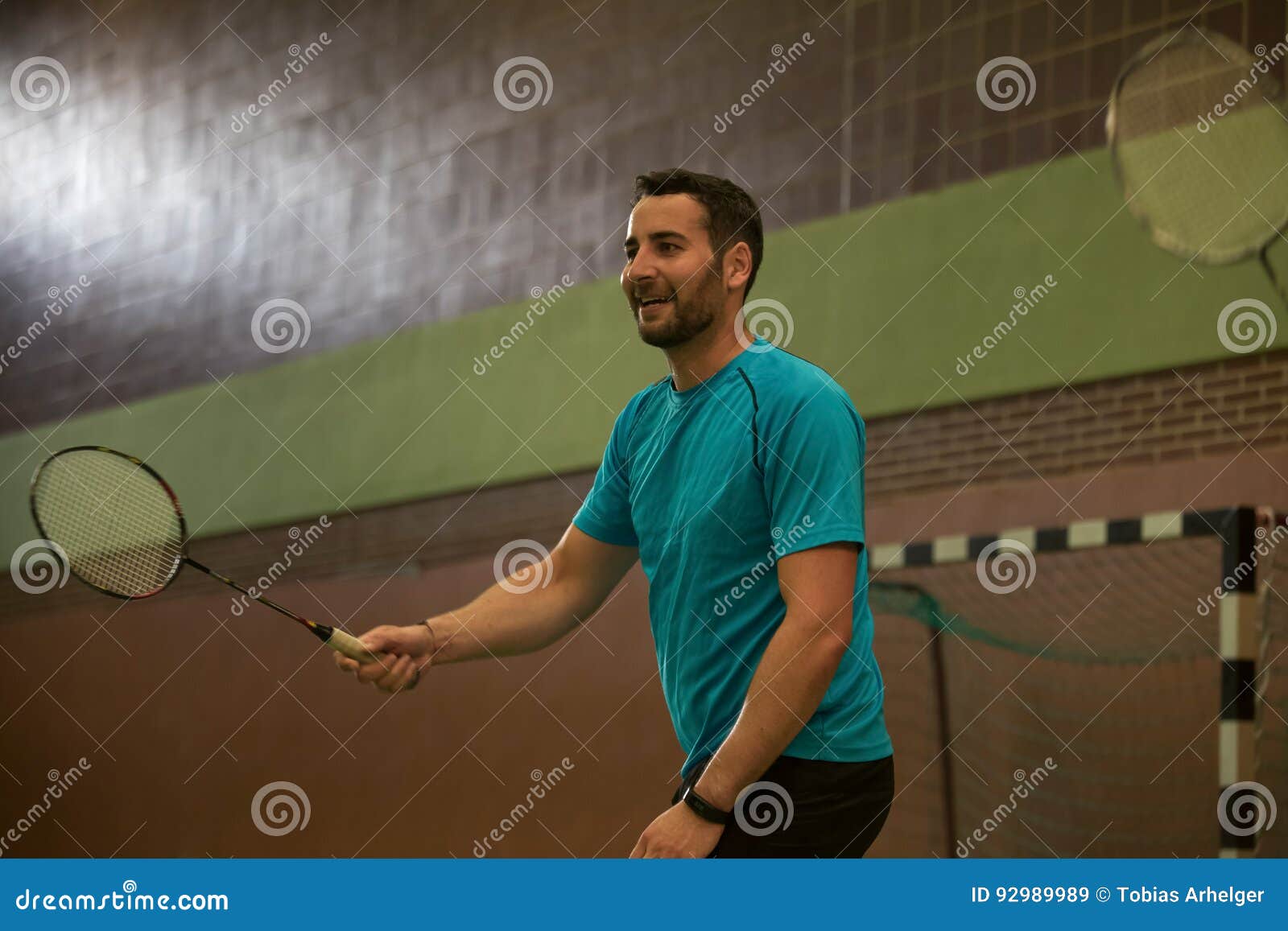 Young Man Playing Badminton Stock Image - Image of fitness, sport: 92989989