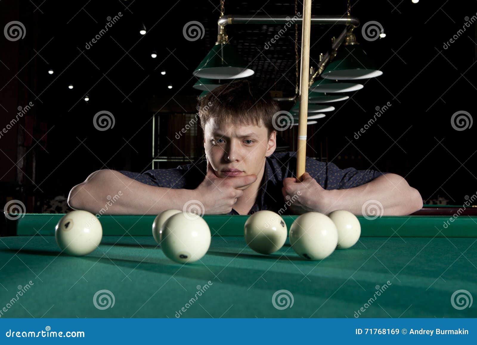 Young Man Playing Billiards Stock Image - Image of pool, male: 71768169
