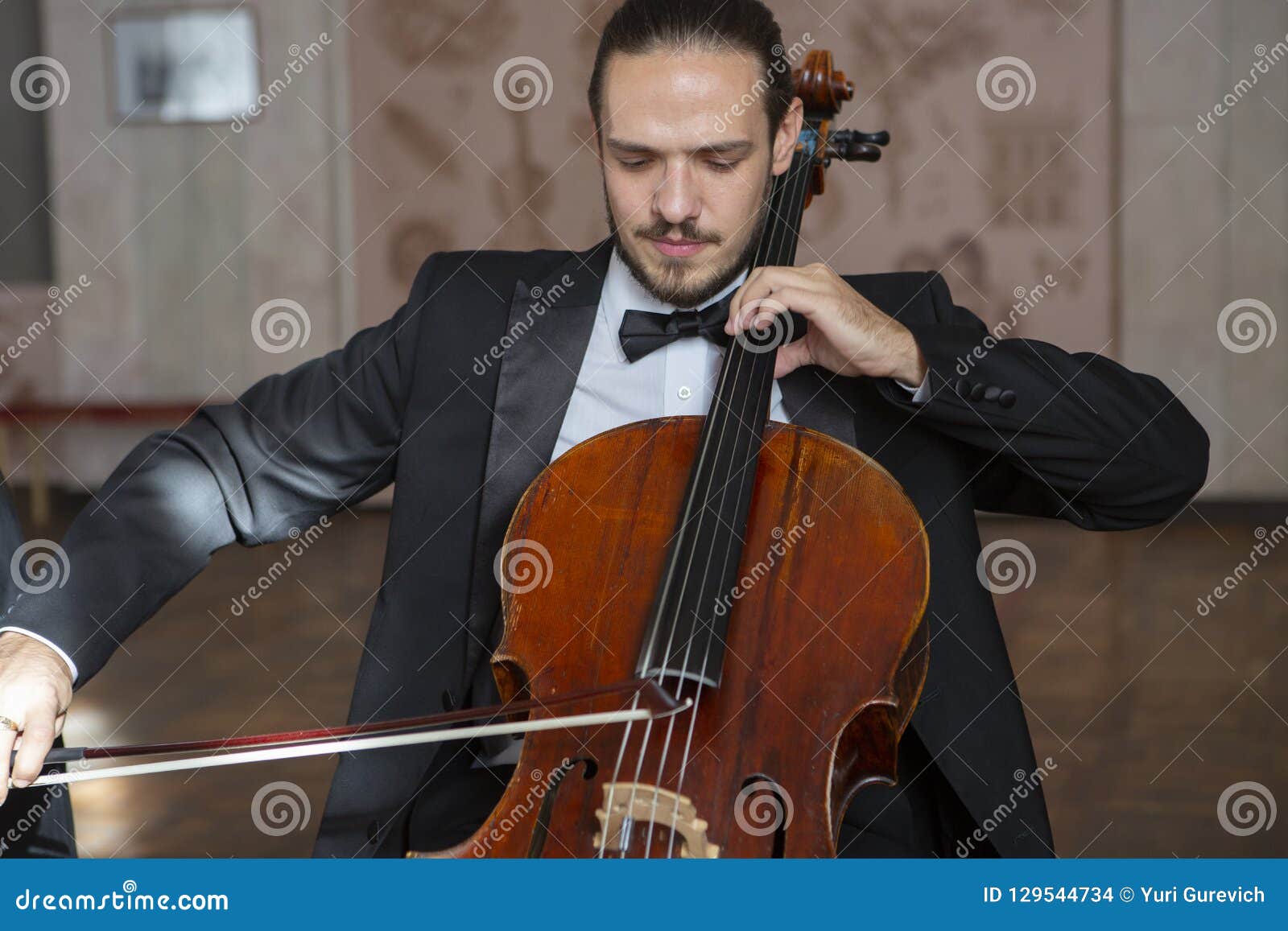 Young Man Playing the Cello. Portrait of the Cellist Stock Photo ...