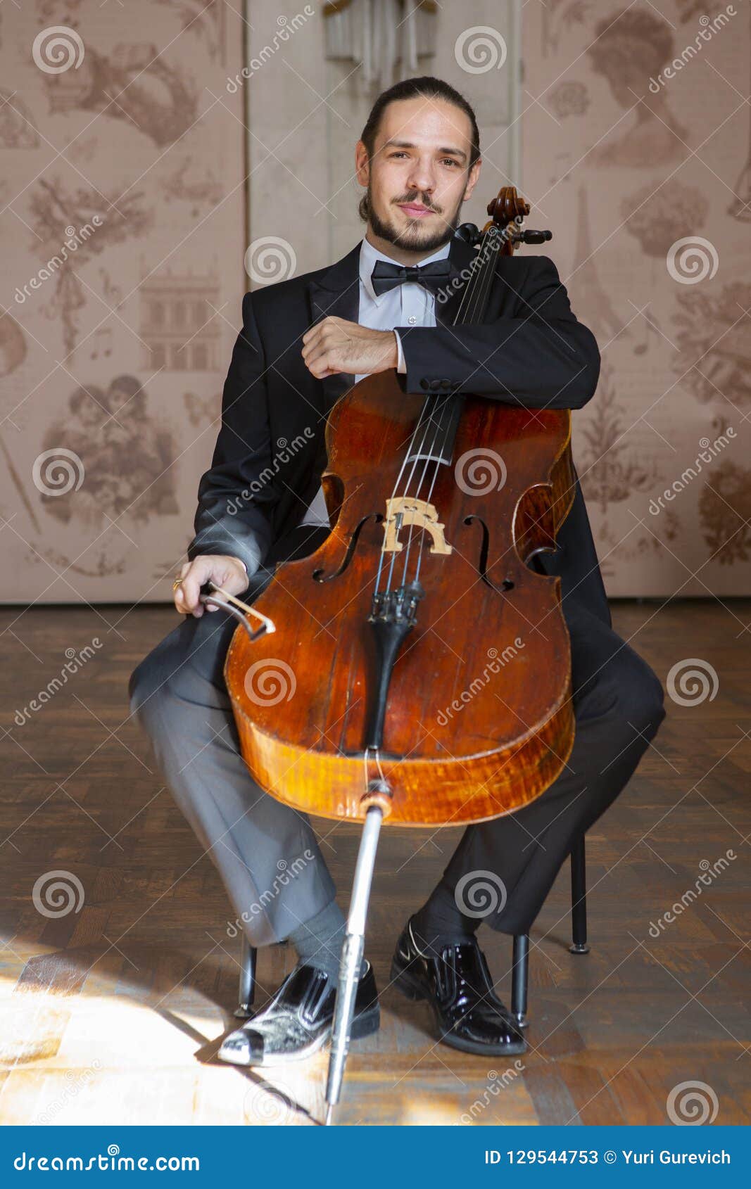 Young Man Playing the Cello. Portrait of the Cellist Stock Image ...