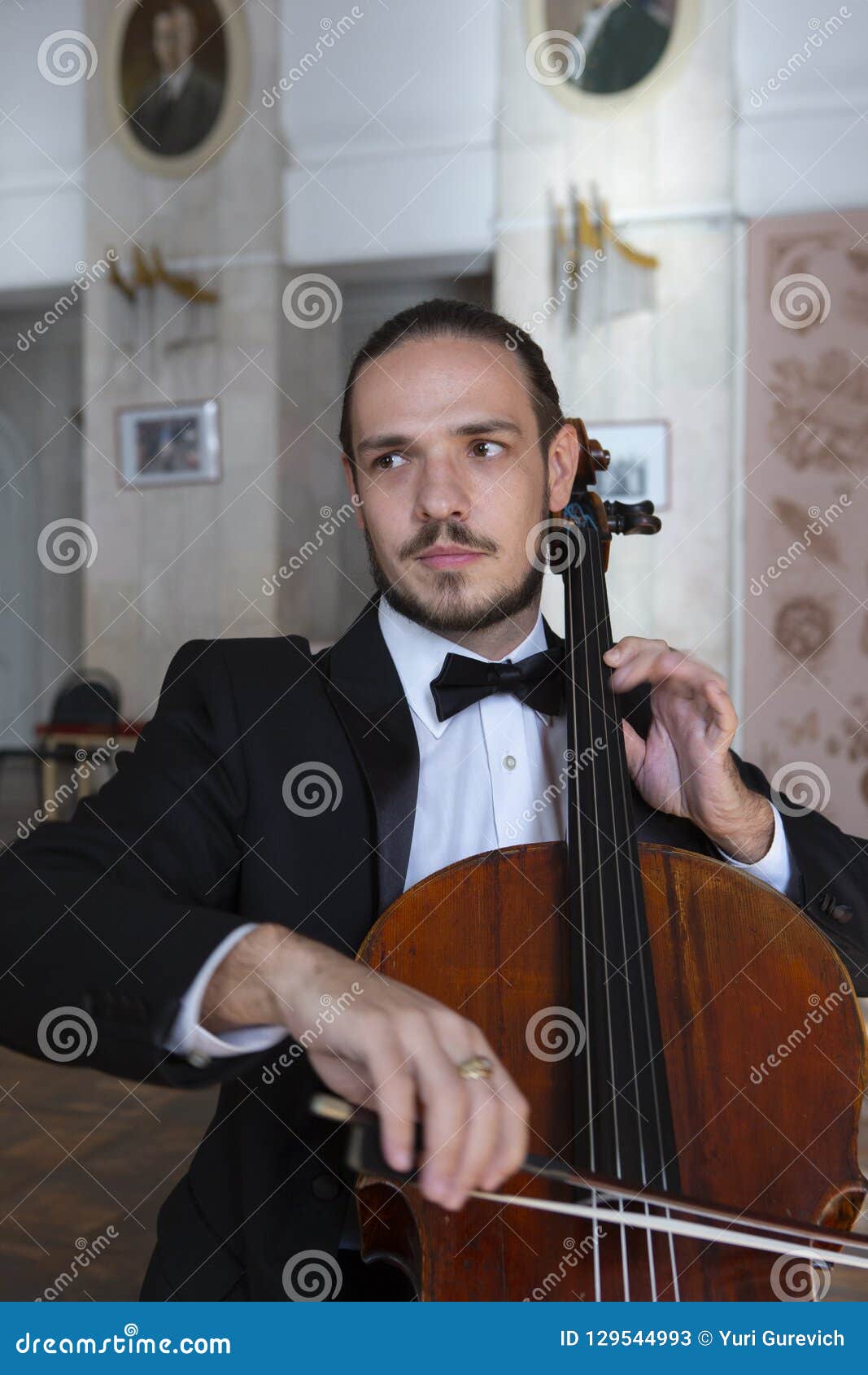 Young Man Playing the Cello. Portrait of the Cellist Stock Image ...