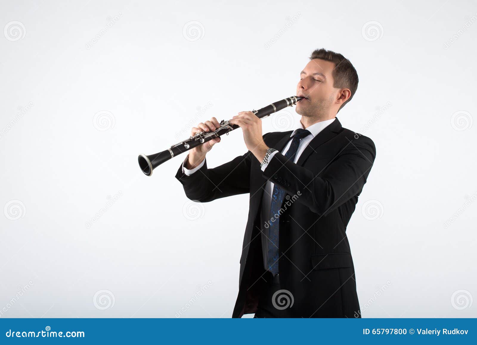 Young Man Playing the Clarinet Stock Photo - Image of perform ...
