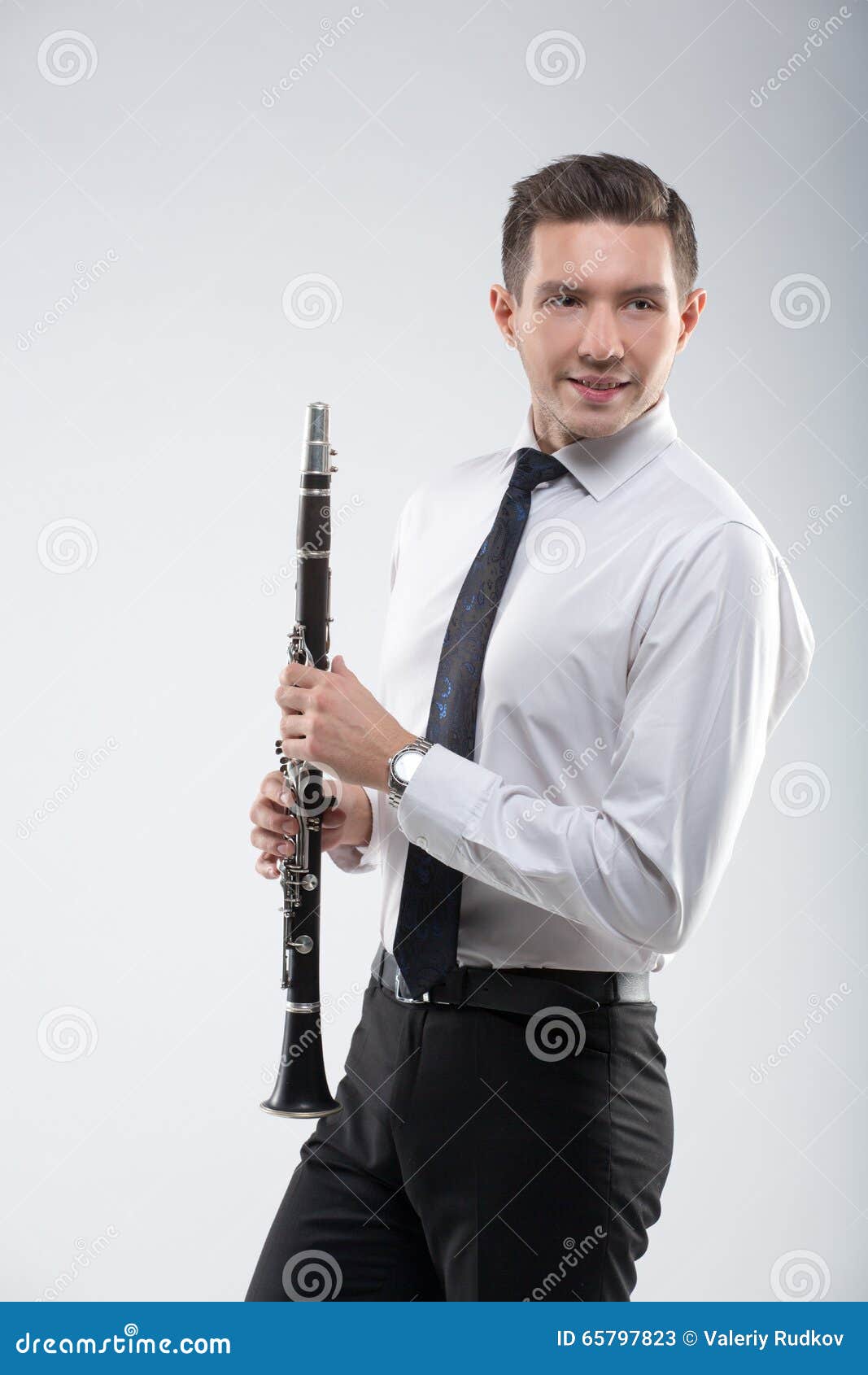 Young Man Playing the Clarinet Stock Image - Image of performer, melody ...