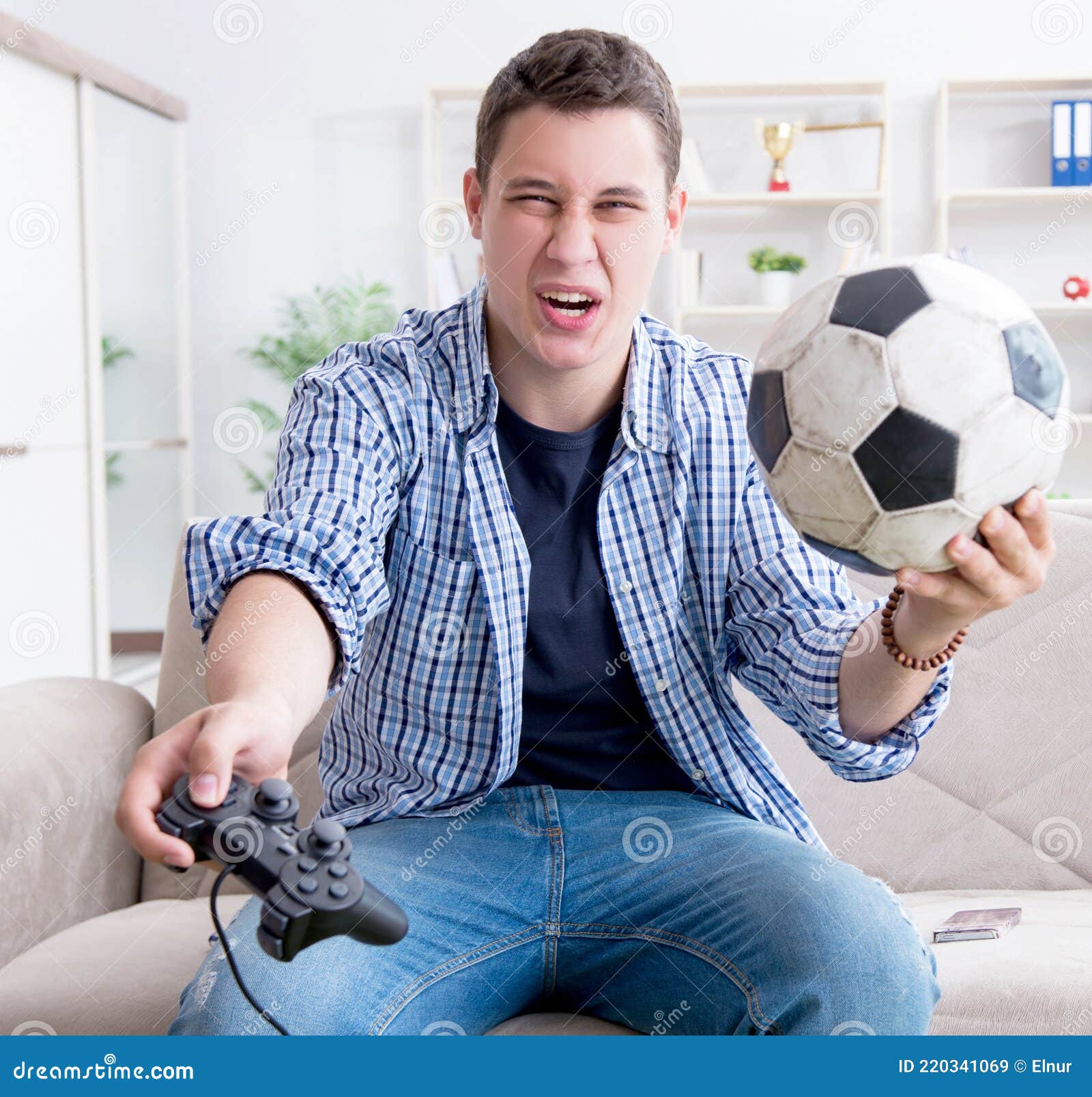 Young Man Playing Computer Games at Home Stock Image - Image of adult ...