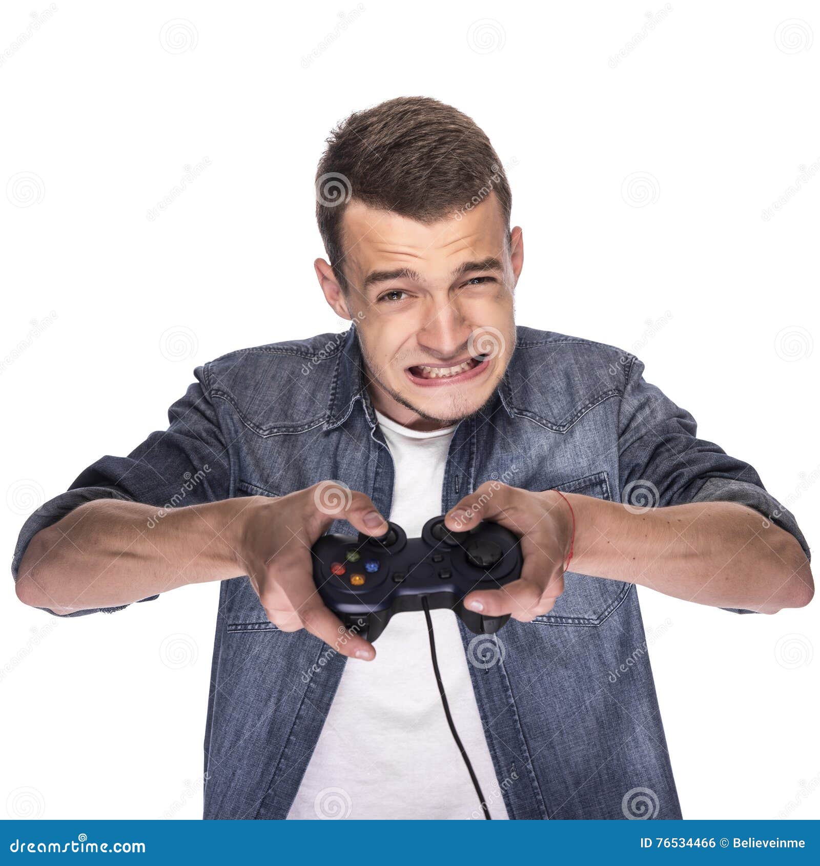 Young Man Playing on Console or Computer. Stock Photo - Image of gaming ...
