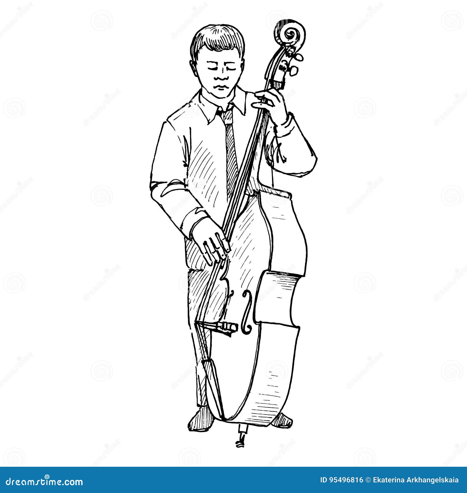 Young Guy With Bass Guitar Cartoon Vector | CartoonDealer.com #54220091