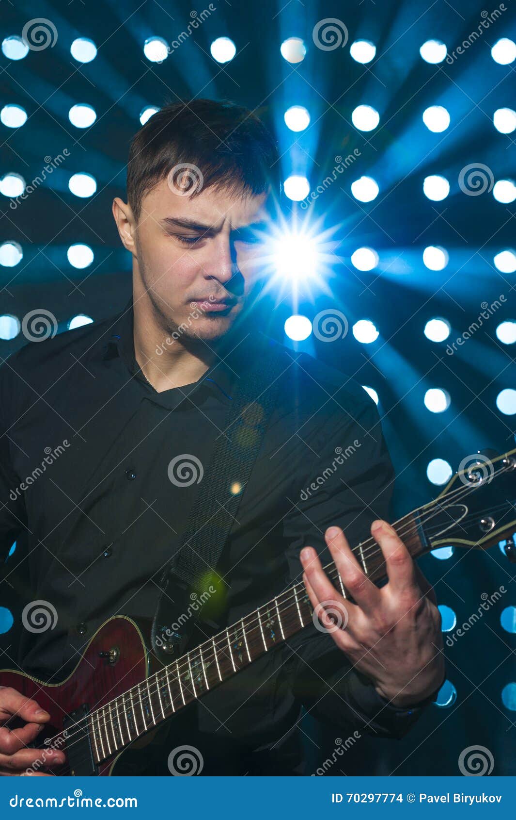 Young Man Playing on Electric Guitar Stock Photo - Image of jamming ...