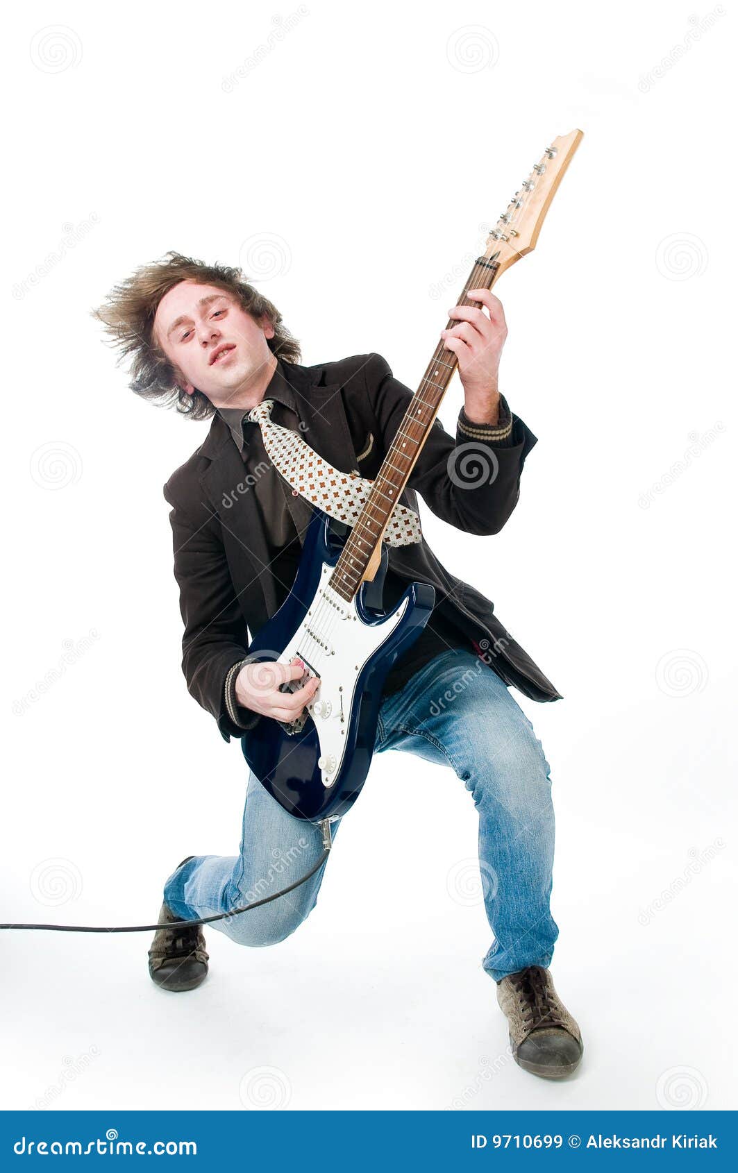 Young Man Playing Electro Guitar Stock Image - Image of play, electric ...