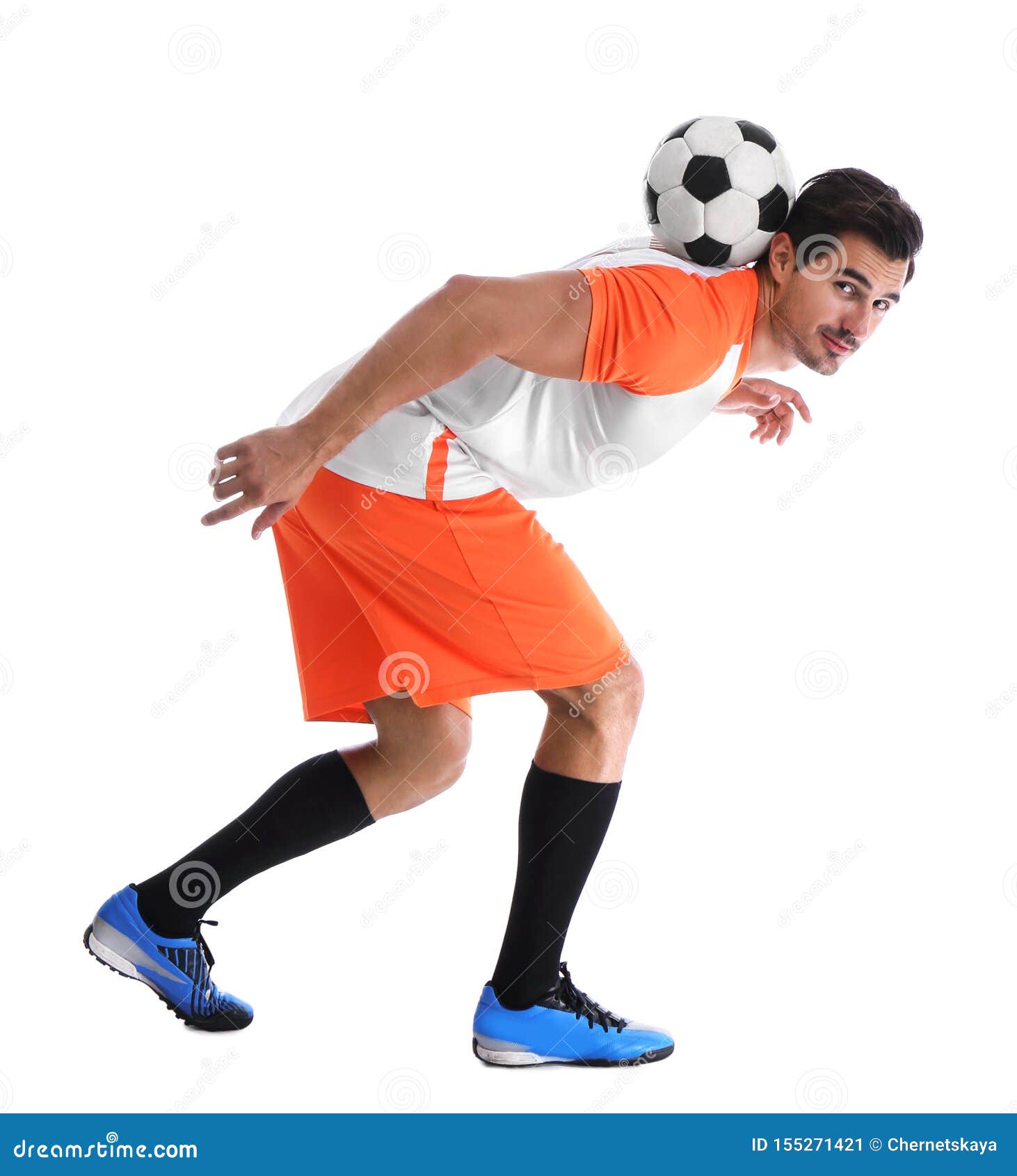 Young Man Playing Football on White Stock Image - Image of person ...